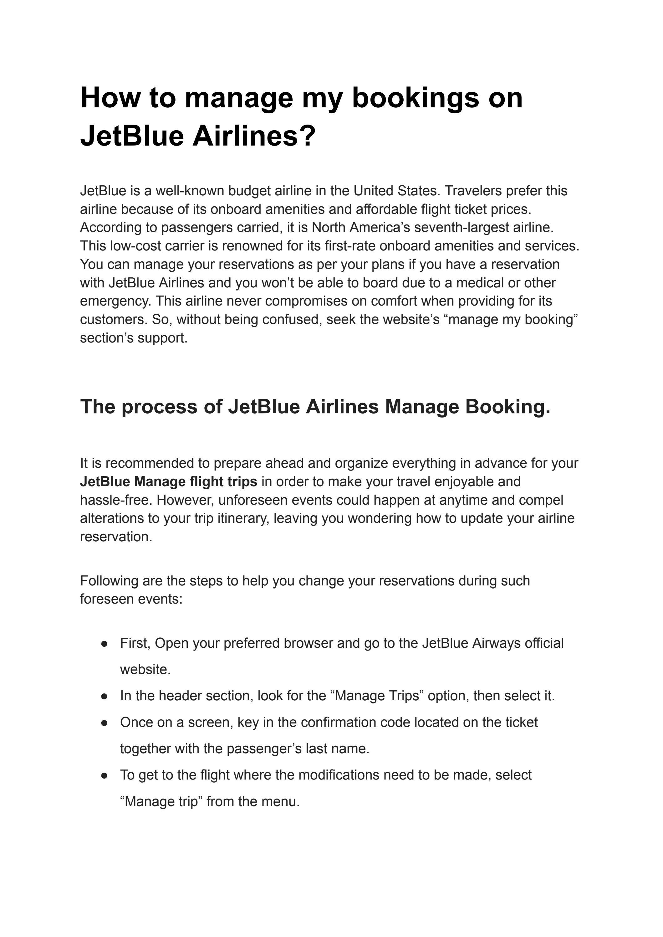 How to Manage JetBlue Airlines Booking, Flight and Trip? by ...