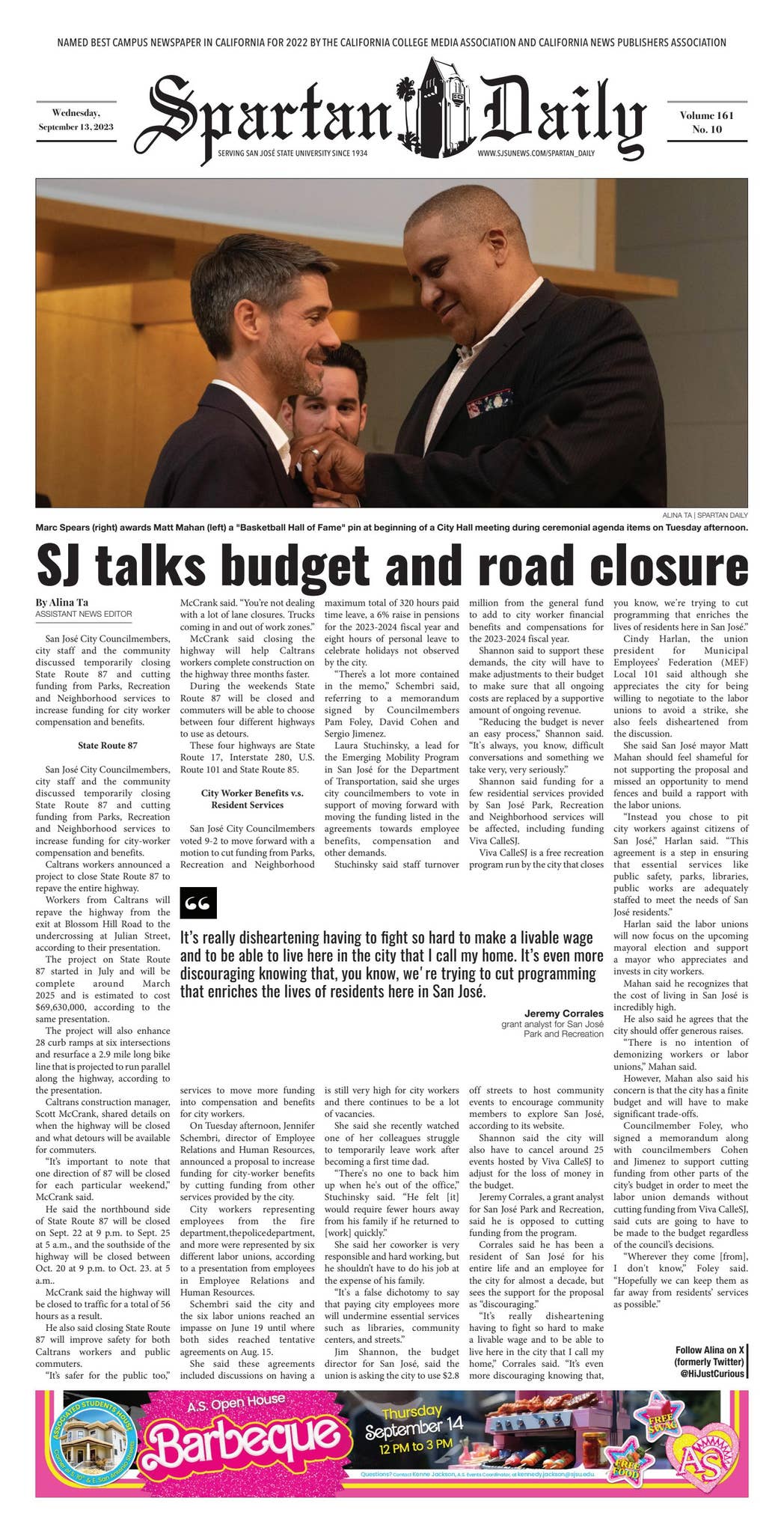 Spartan Daily Vol. 161 No. 10 by Spartan Daily - Issuu