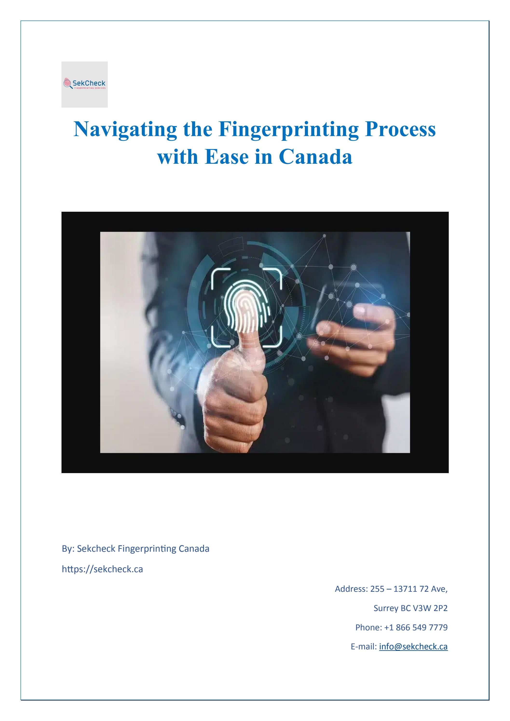 Navigating the Fingerprinting Process with Ease in Canada by SekCheck ...