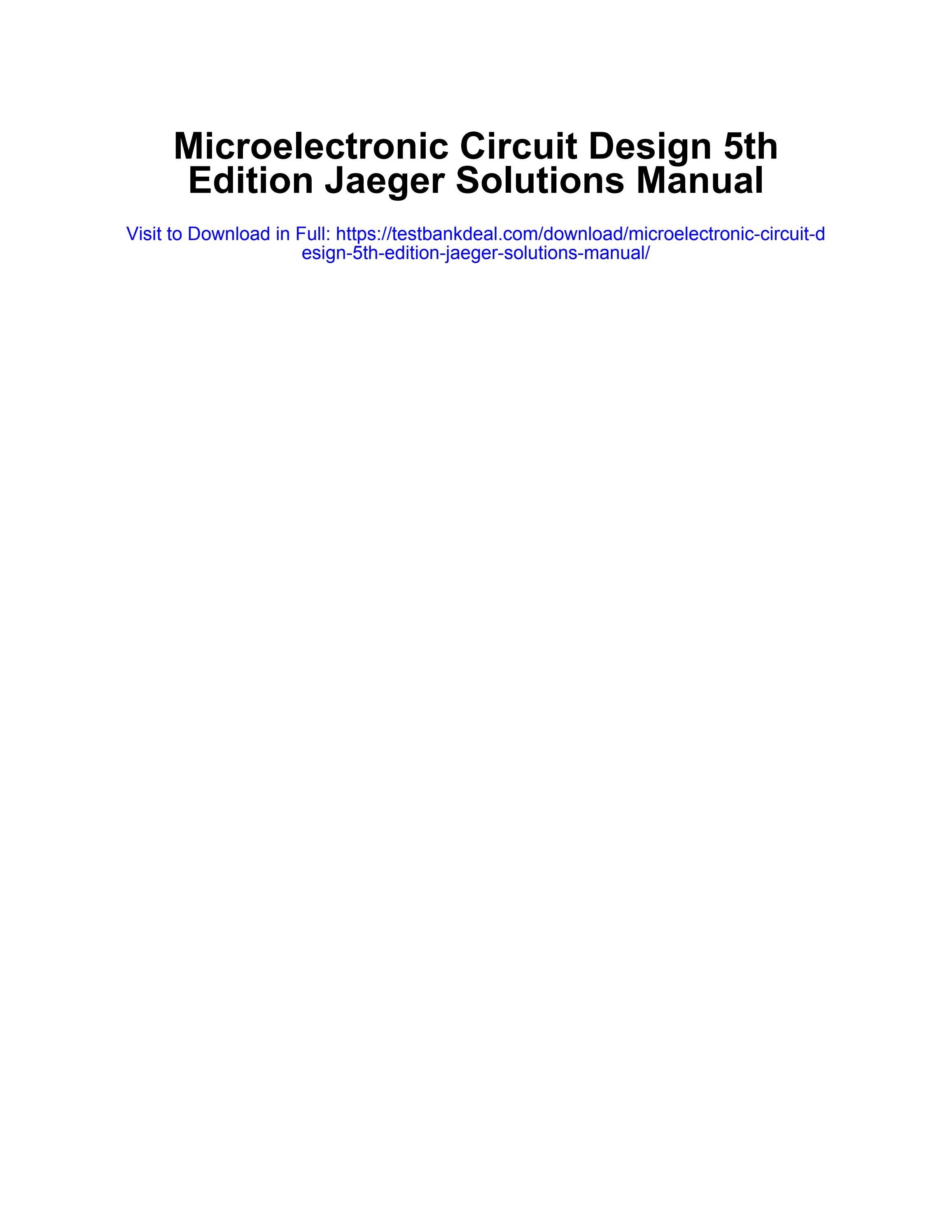 Microelectronic circuit design 5th edition jaeger solutions manual by ...