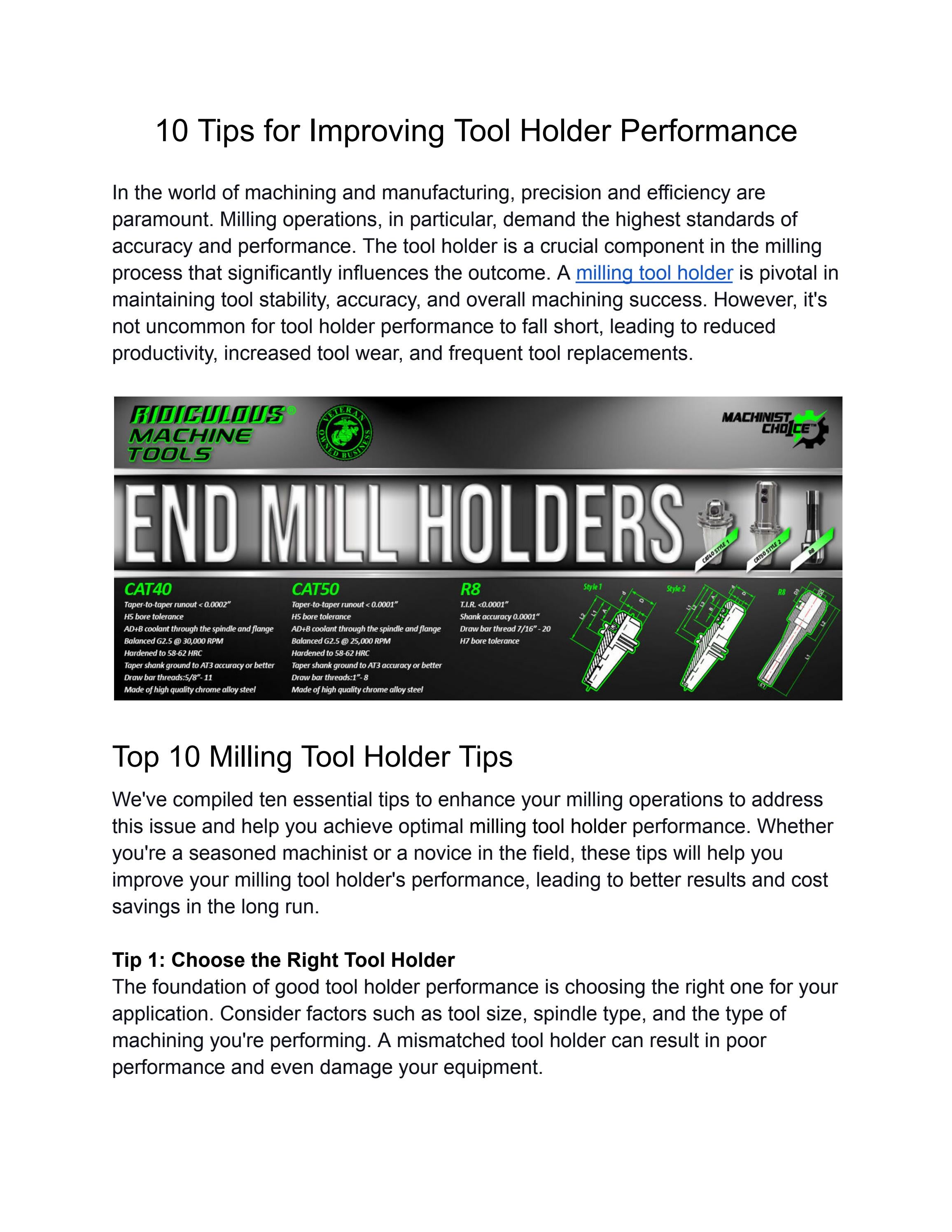 10 Tips for Improving Tool Holder Performance by ridiculousmachinetools ...