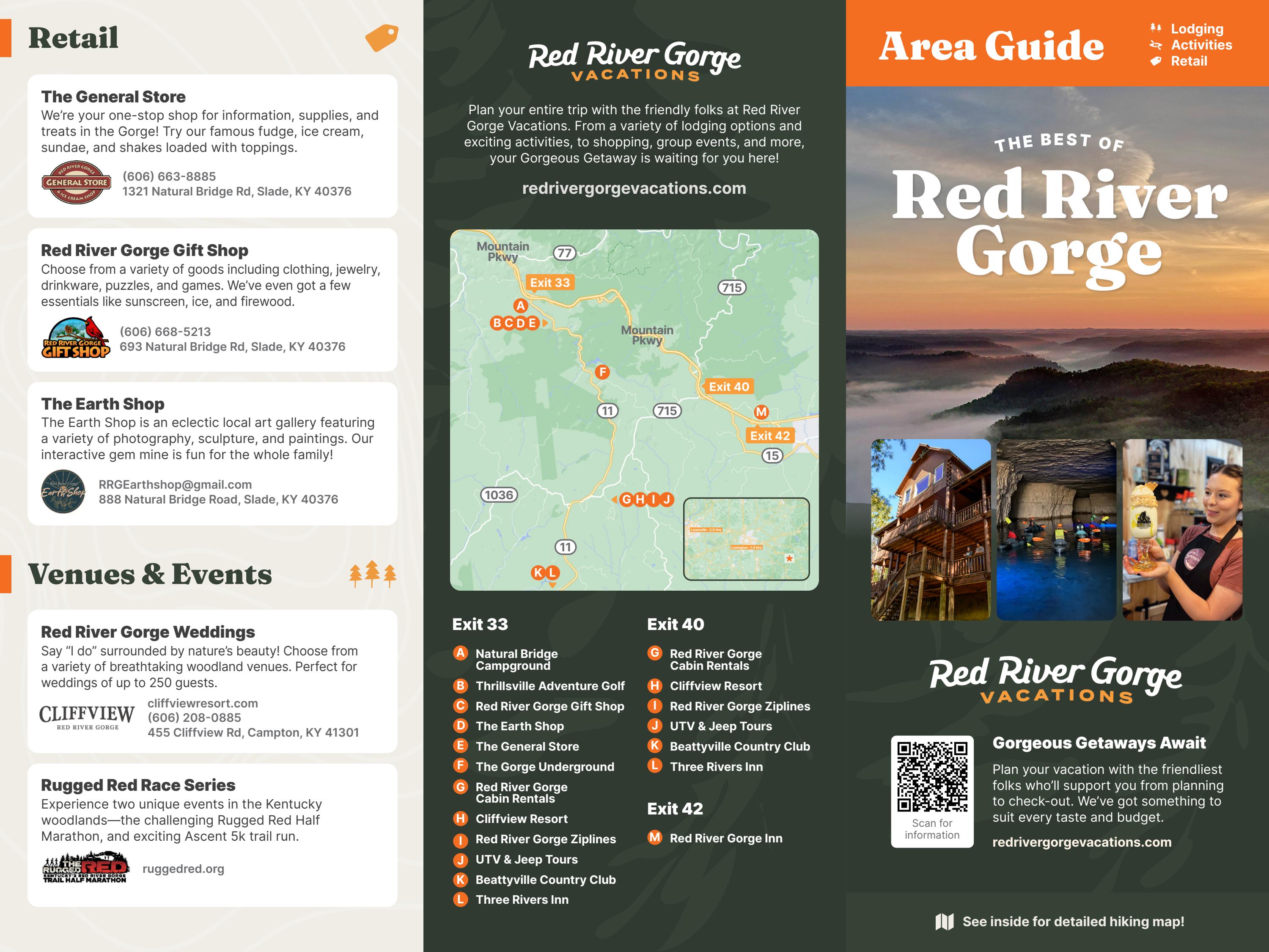 Red River Gorge Area Guide & Hiking Map by Red River Gorge Vacations ...