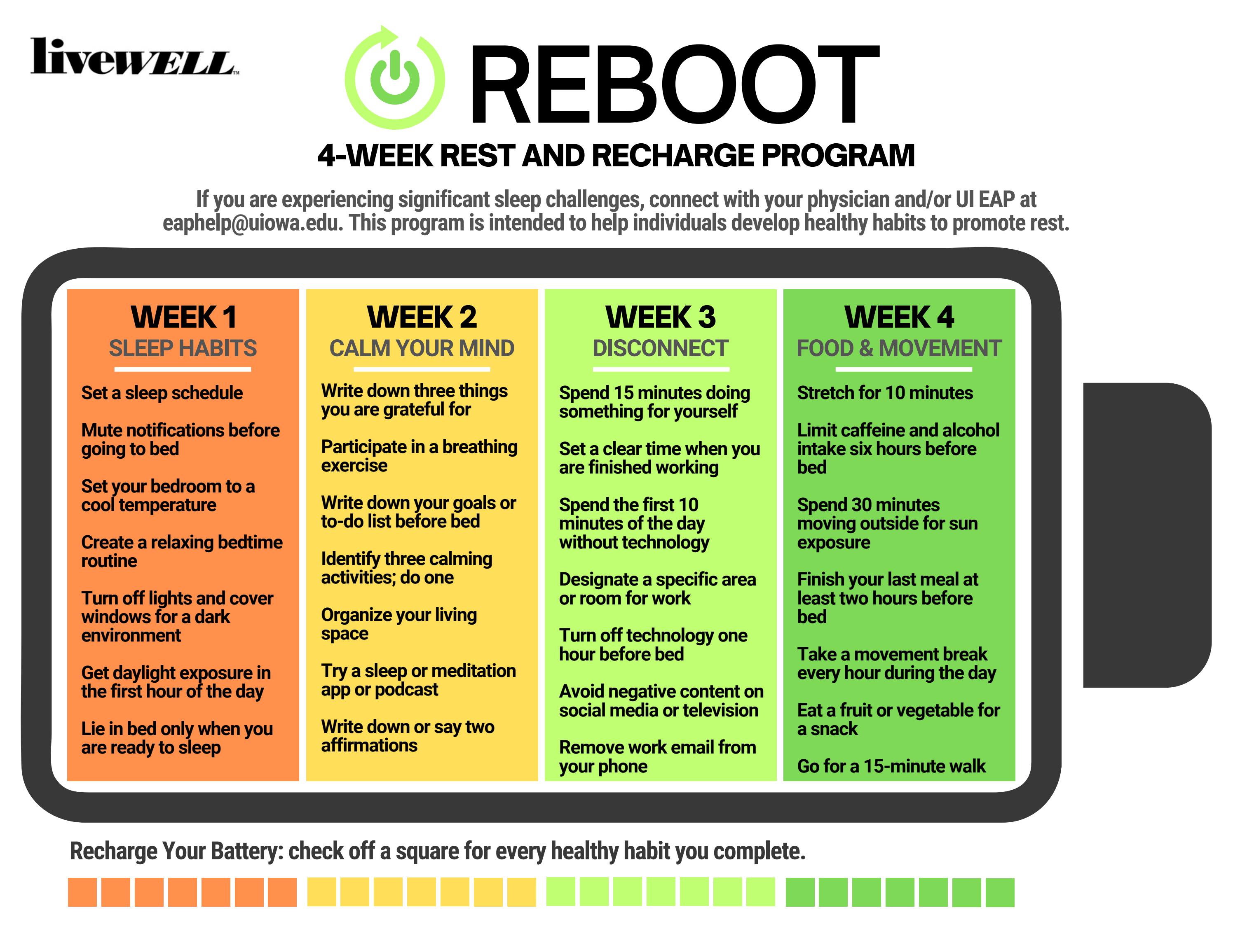 Reboot 4-Week Rest and Recharge by liveWELL program at University of ...