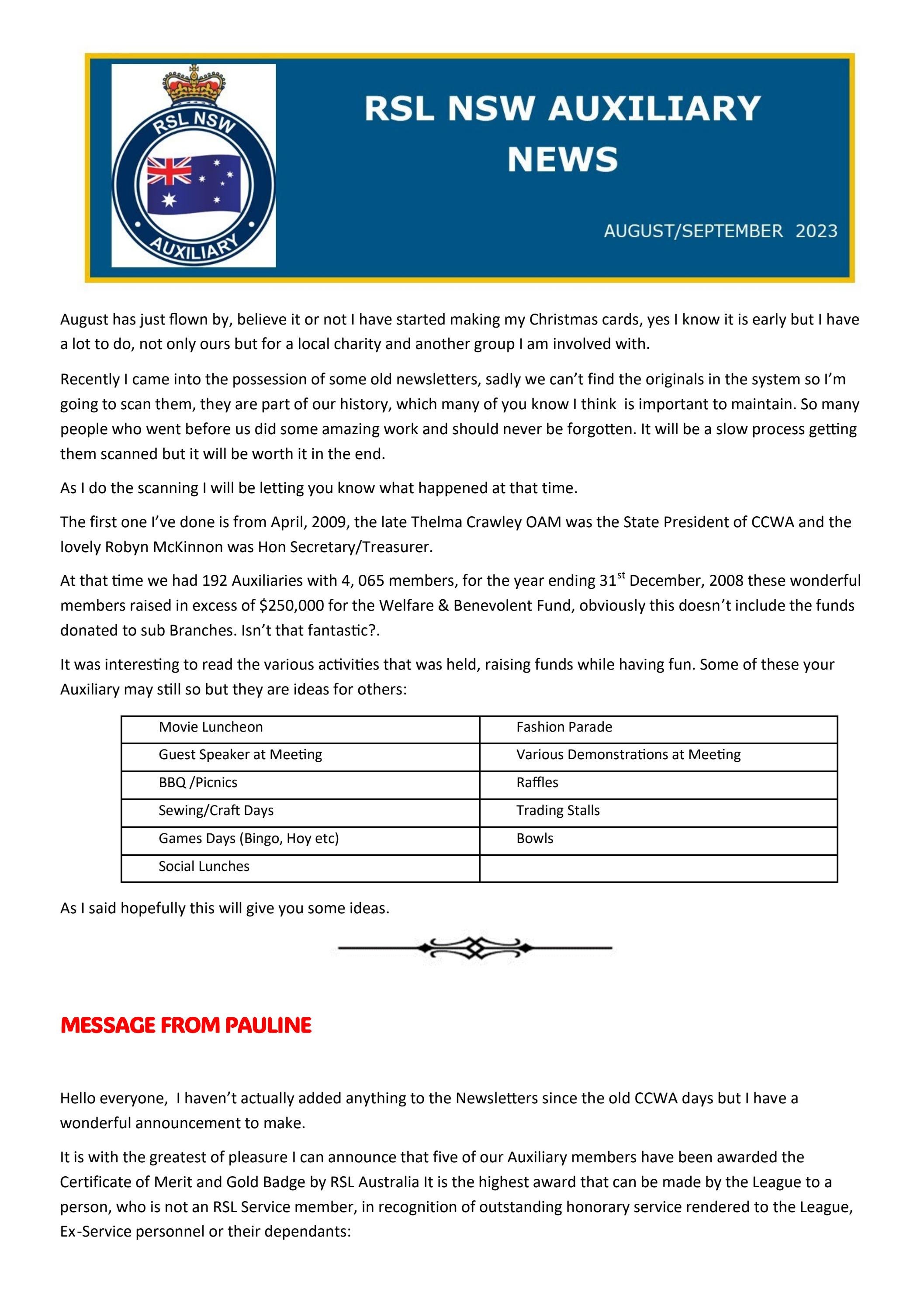 RSL NSW Auxiliary Newsletter - September 2023 by RSL NSW - Issuu