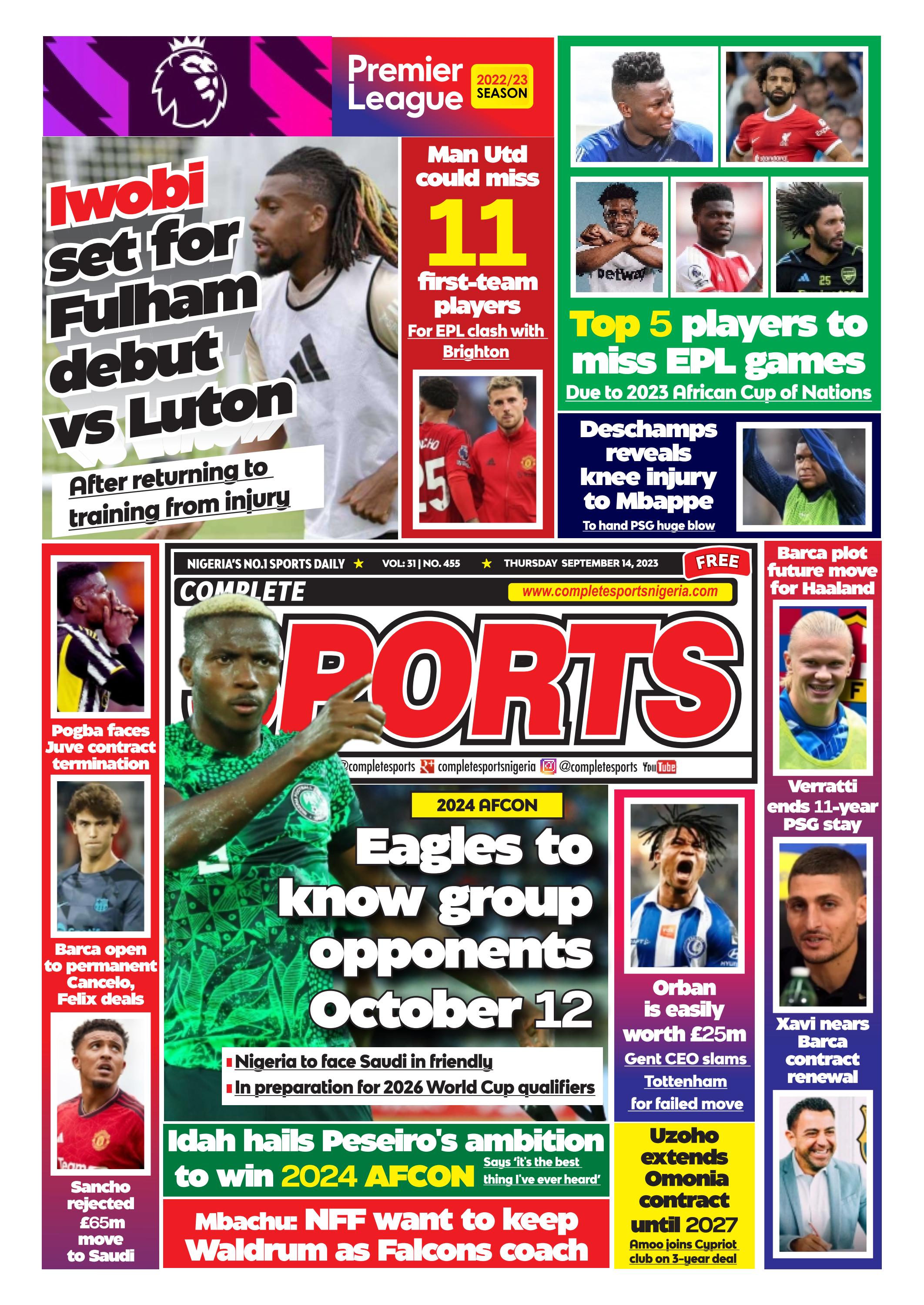 COMPLETE SPORTS - THURSDAY, SEP 14, 2023 by Complete Sports - Issuu