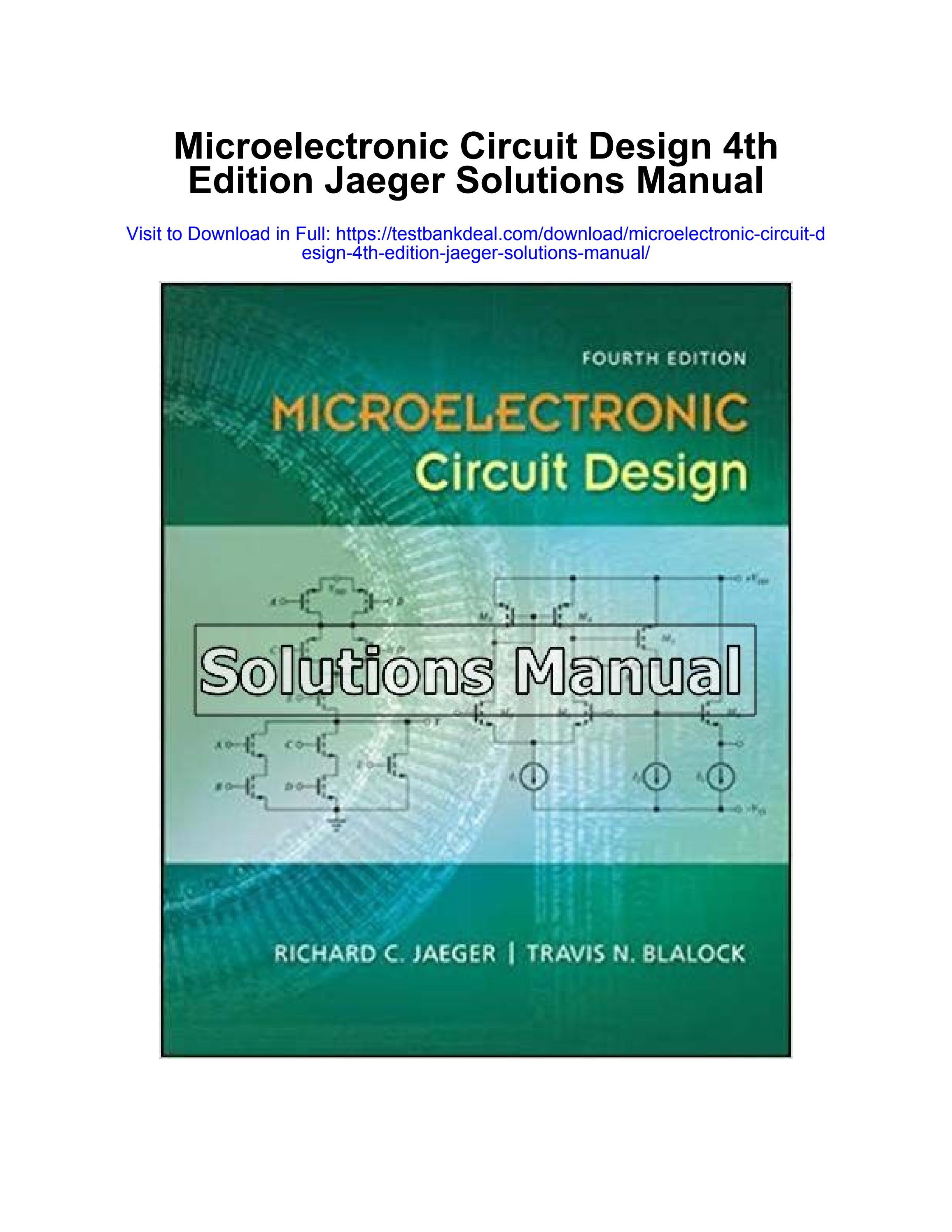 Microelectronic circuit design 4th edition jaeger solutions manual by timothy.guy760 - Issuu