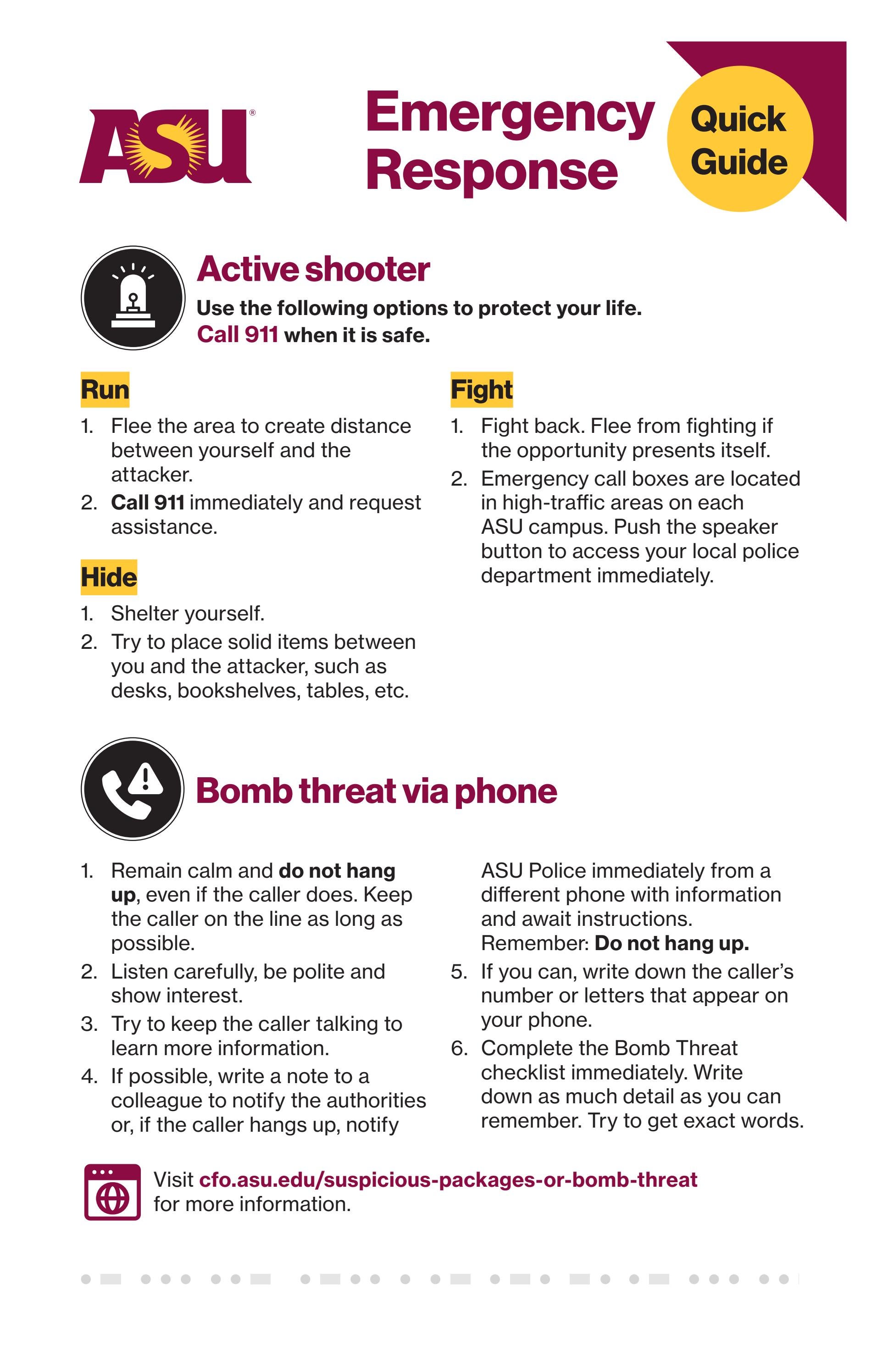 ASU Emergency Quick Guide by Business and Finance Communications - Issuu