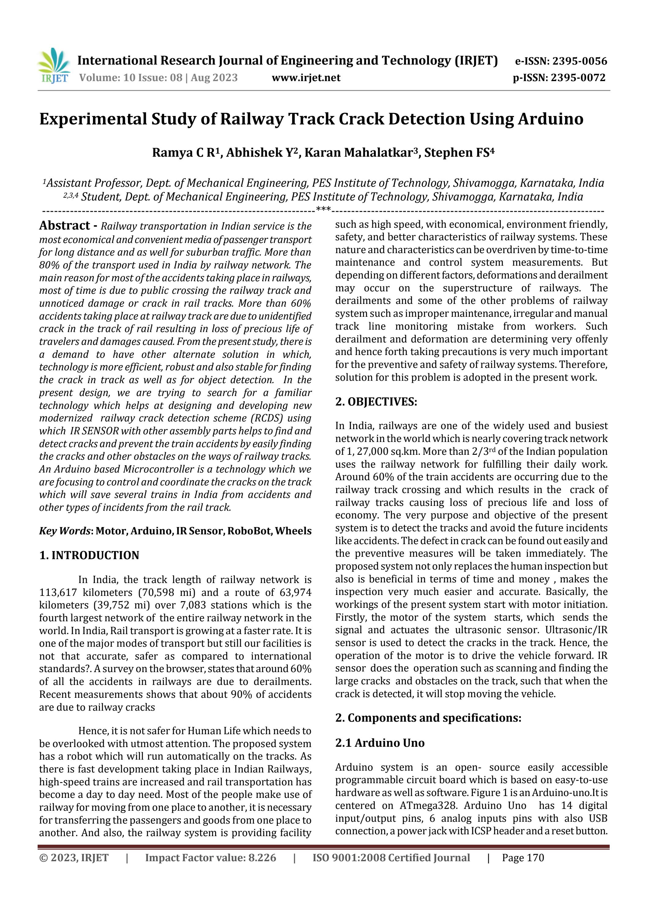 Experimental Study of Railway Track Crack Detection Using Arduino by ...