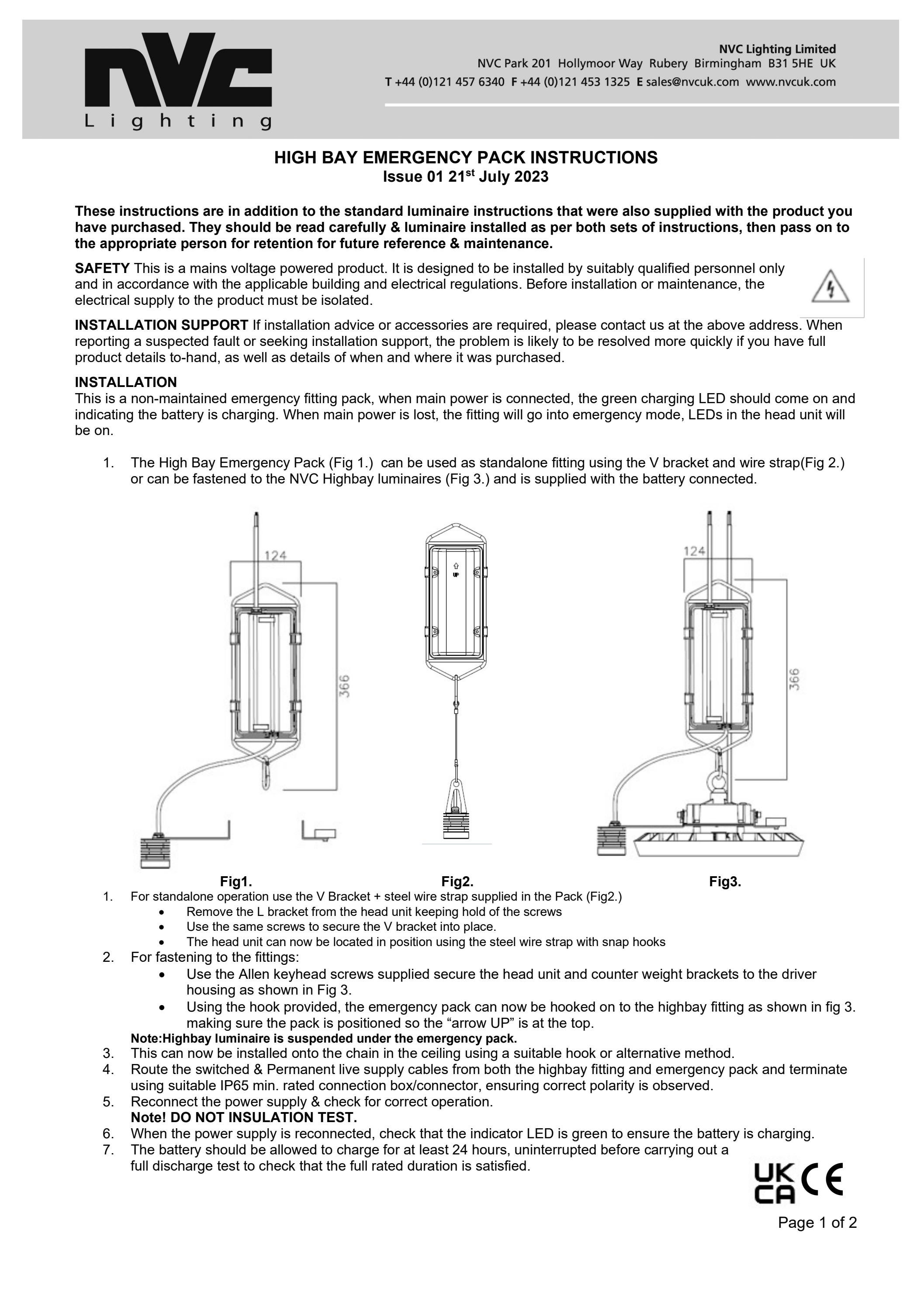 High-Bay Emergency Conversion Pack - Instructions by NVC Lighting UK ...