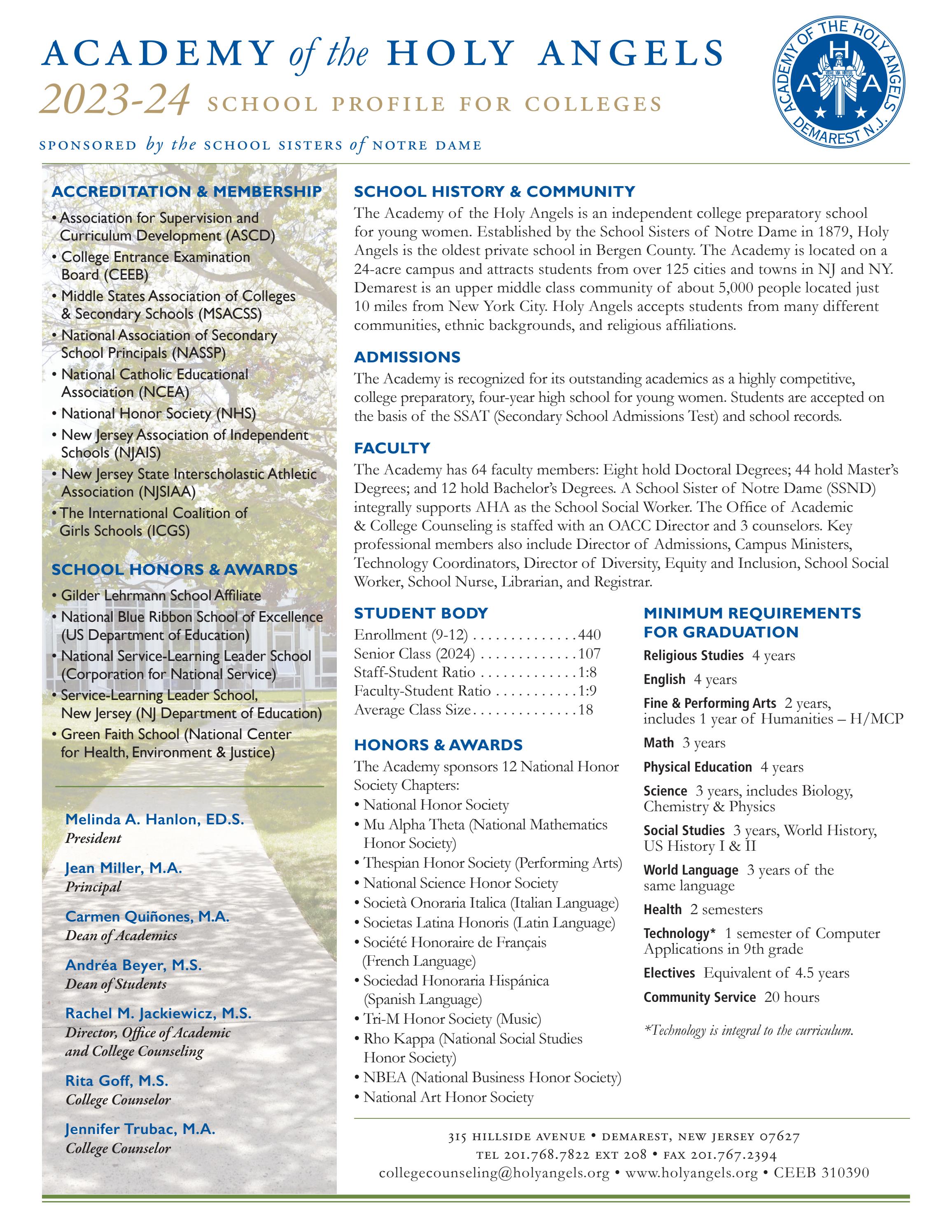 23-24 School Profile by Academy of the Holy Angels - Issuu