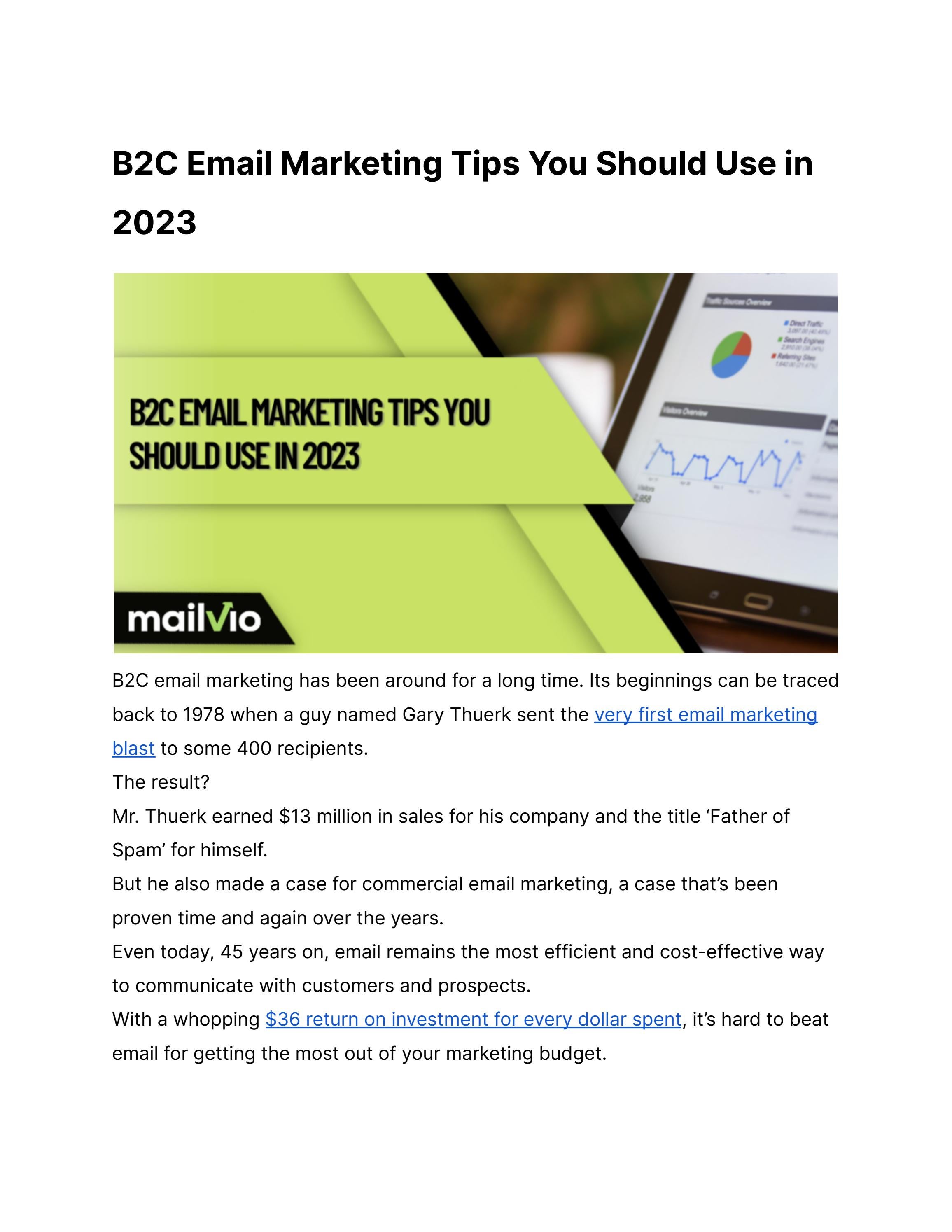 B2C Email Marketing Strategies by Mailvio- Email Marketing Automation ...