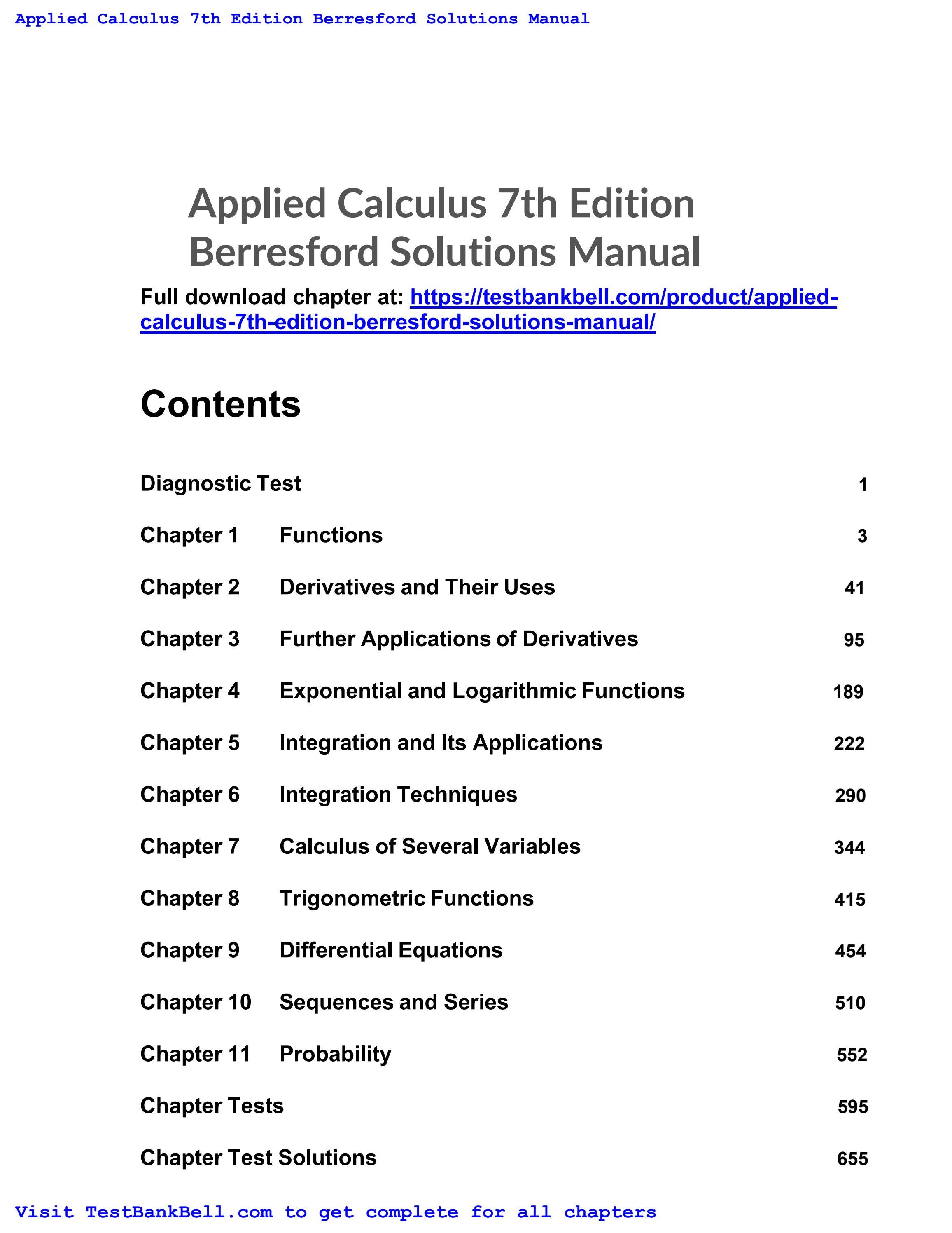 Applied calculus 7th edition berresford solutions manual by thomas ...