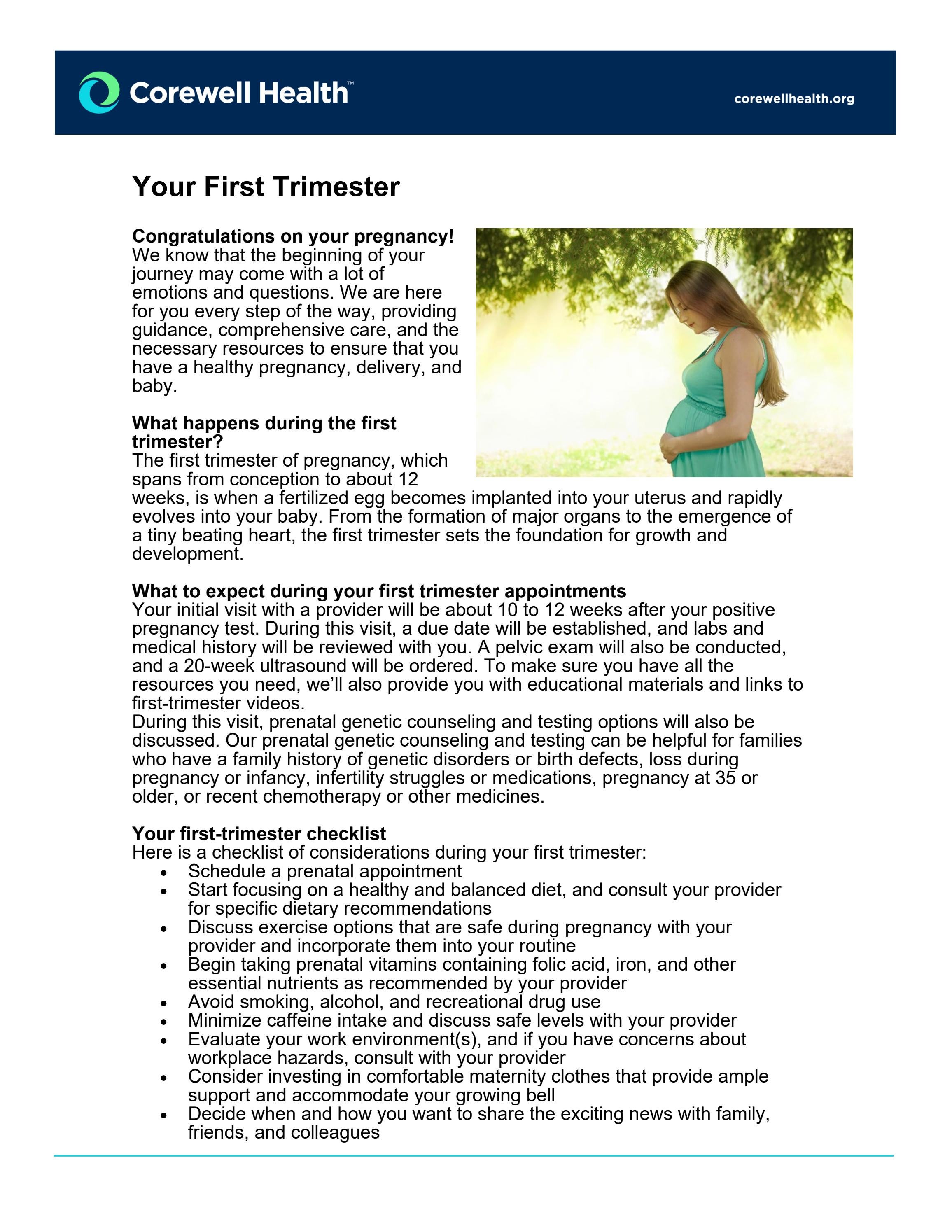 Your First Trimester: What to Expect by Corewell Health - Issuu