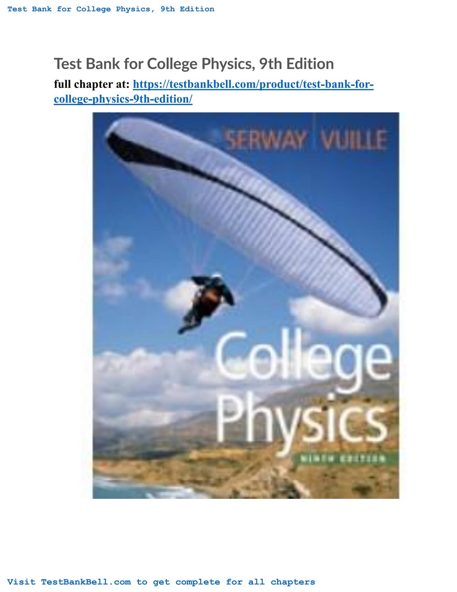 Test bank for college physics 9th edition by nancy.jones406 - Issuu