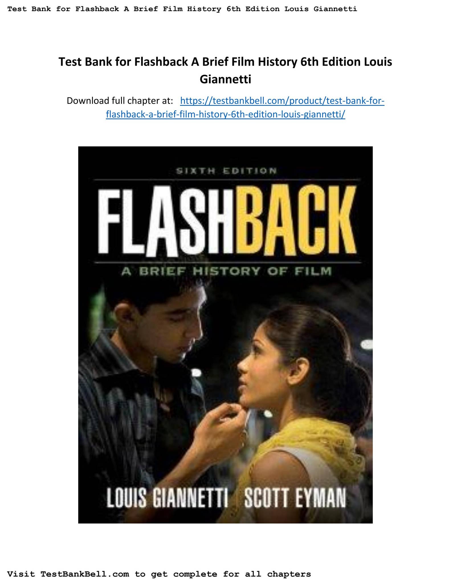 Test bank for flashback a brief film history 6th edition louis ...