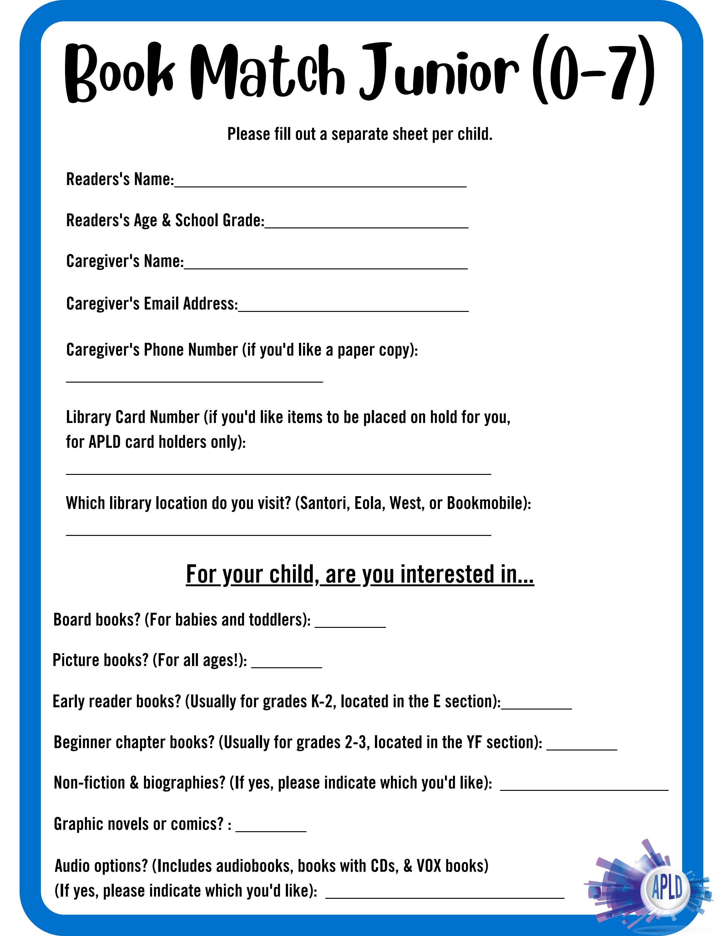 Book Match Junior (0-7 yrs) by Aurora Public Library District, IL - Issuu