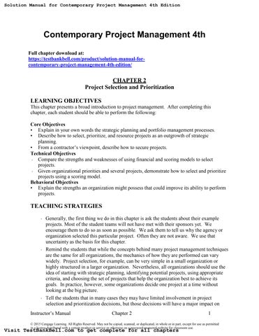 Solution manual for contemporary project management 4th edition by ...