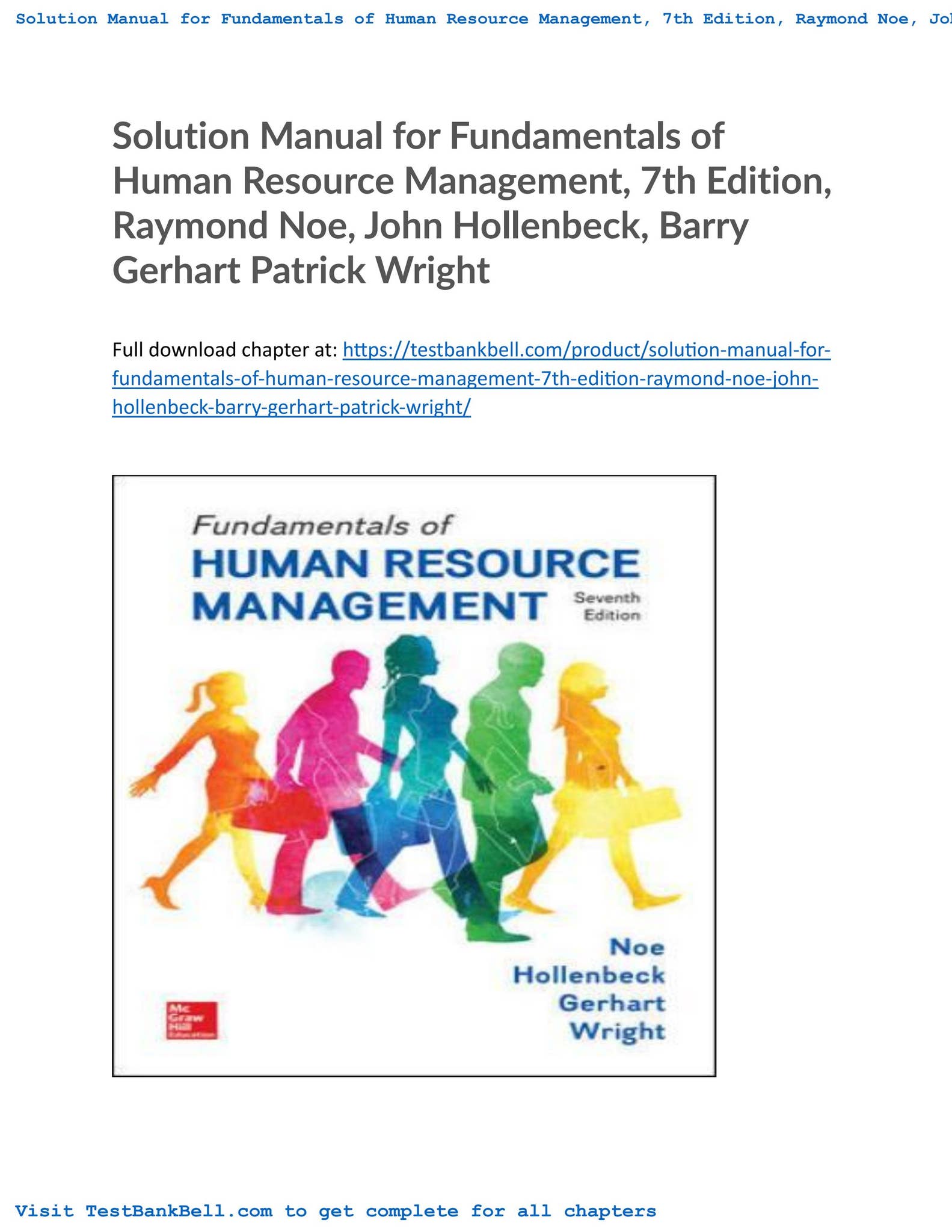 Solution manual for fundamentals of human resource management 7th edition raymond noe john ...