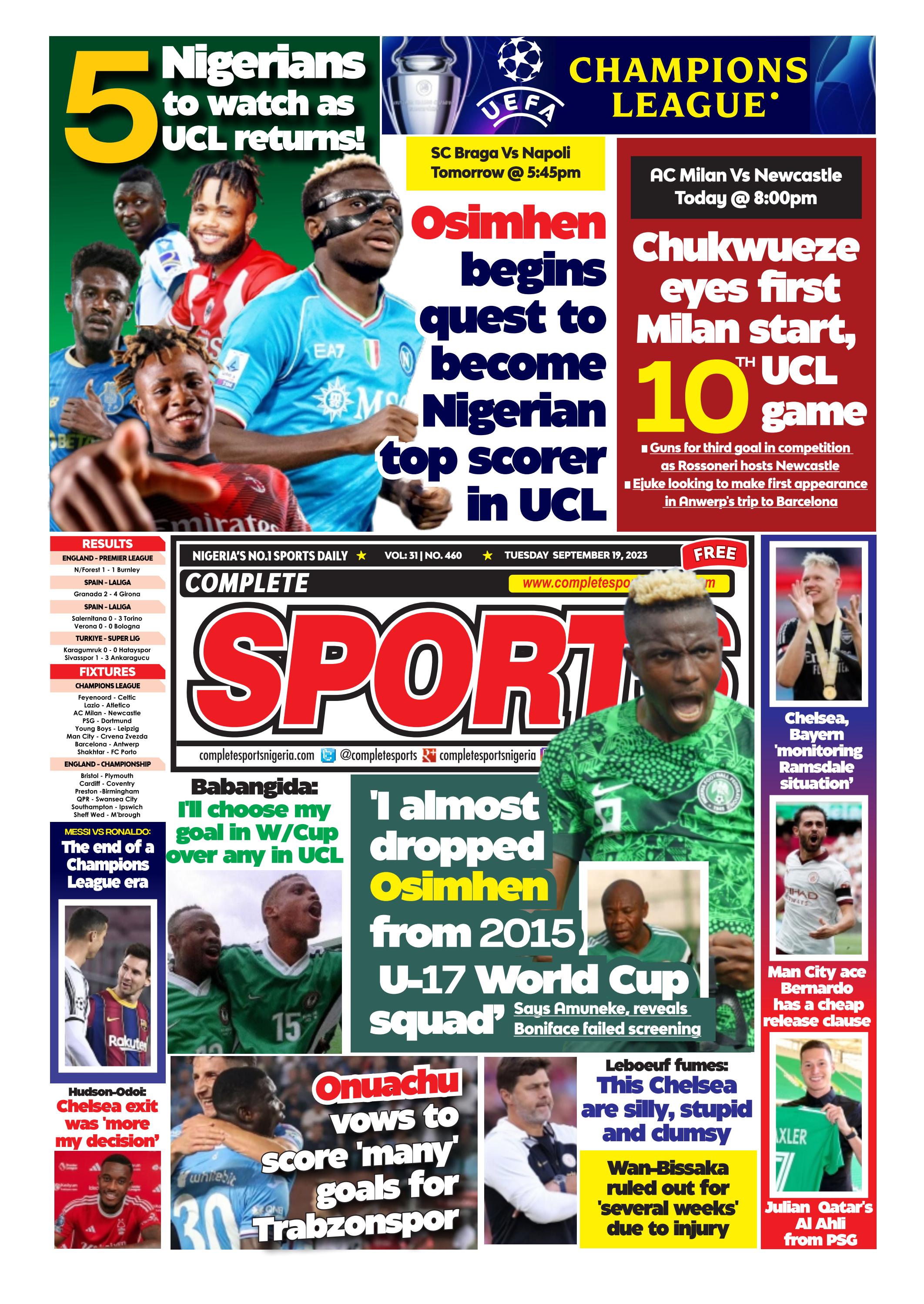 COMPLETE SPORTS - TUESDAY, SEP 19, 2023 by Complete Sports - Issuu