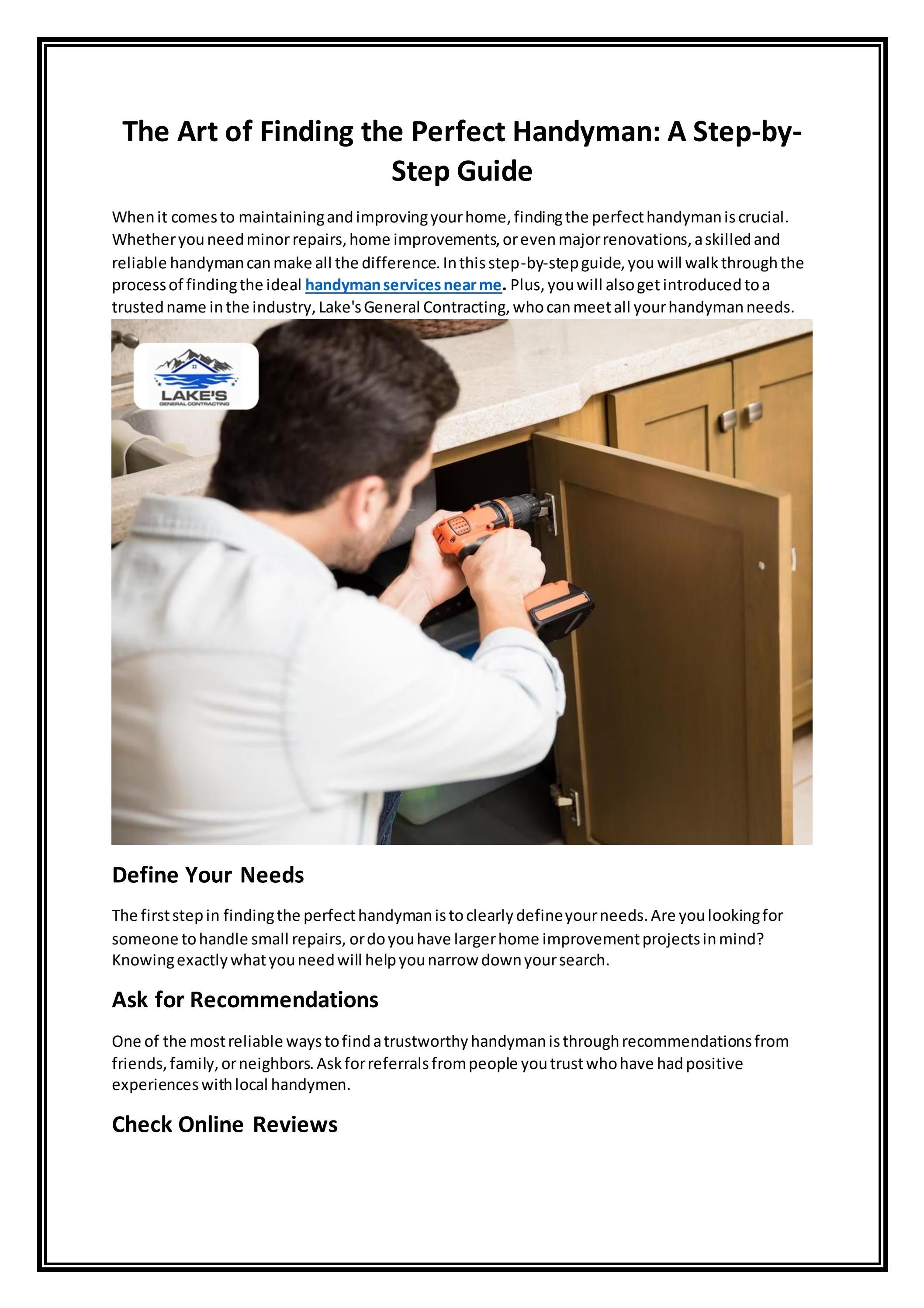 The Art of Finding the Perfect Handyman: A Step-by-Step Guide by Lakes ...