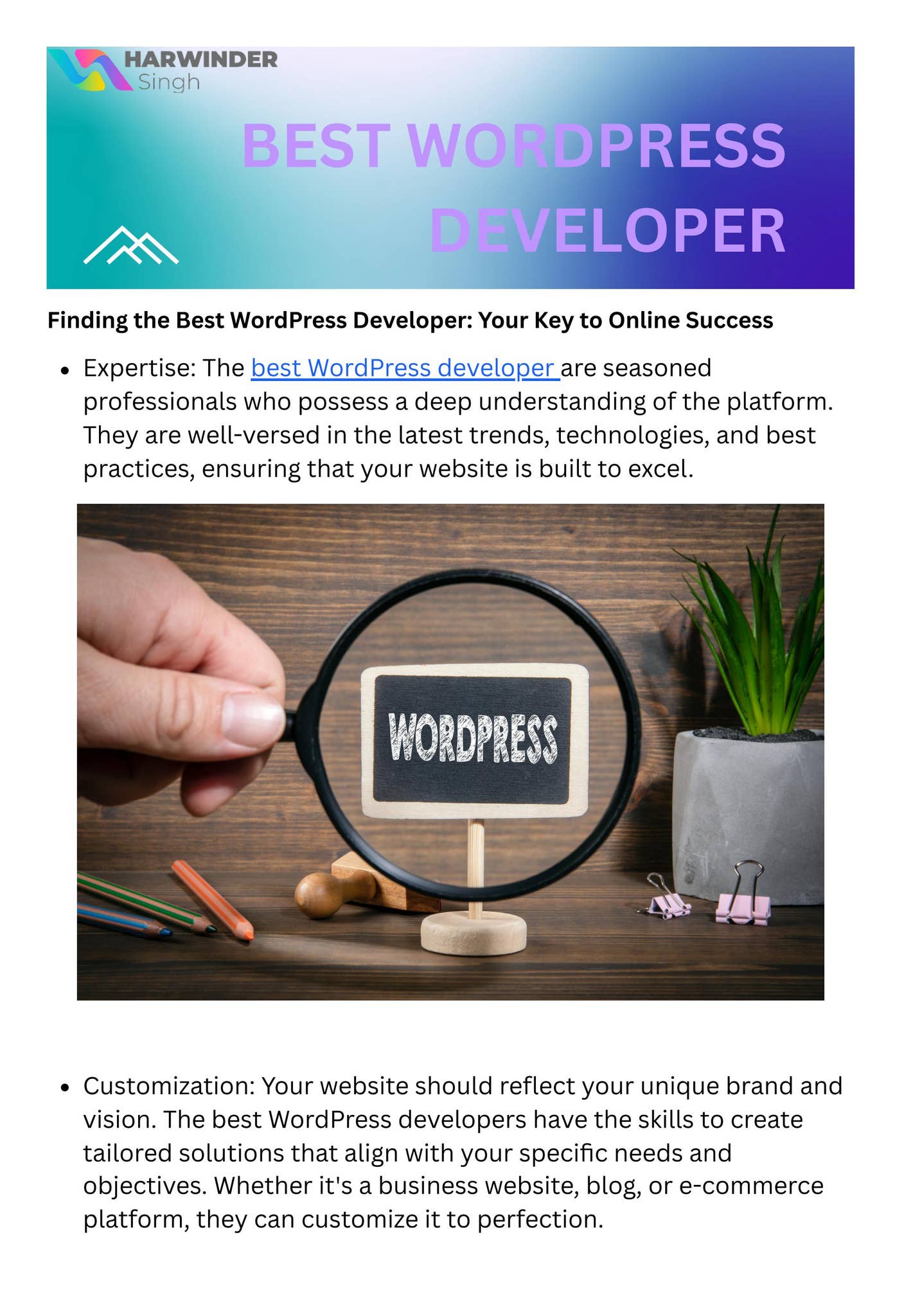 Best WordPress Developer by Harwinder Singh - Issuu