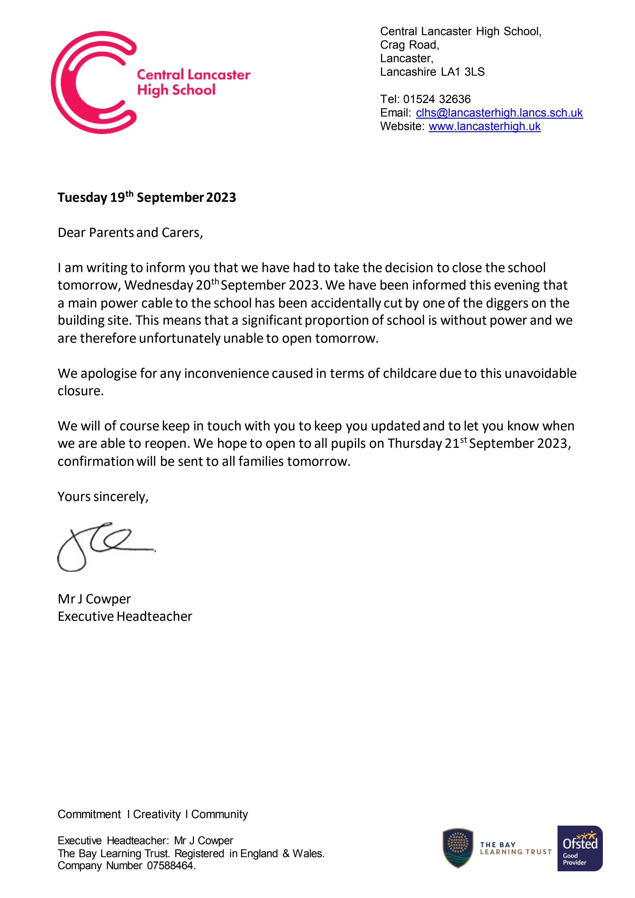 School Closure Letter by Schudio - Issuu