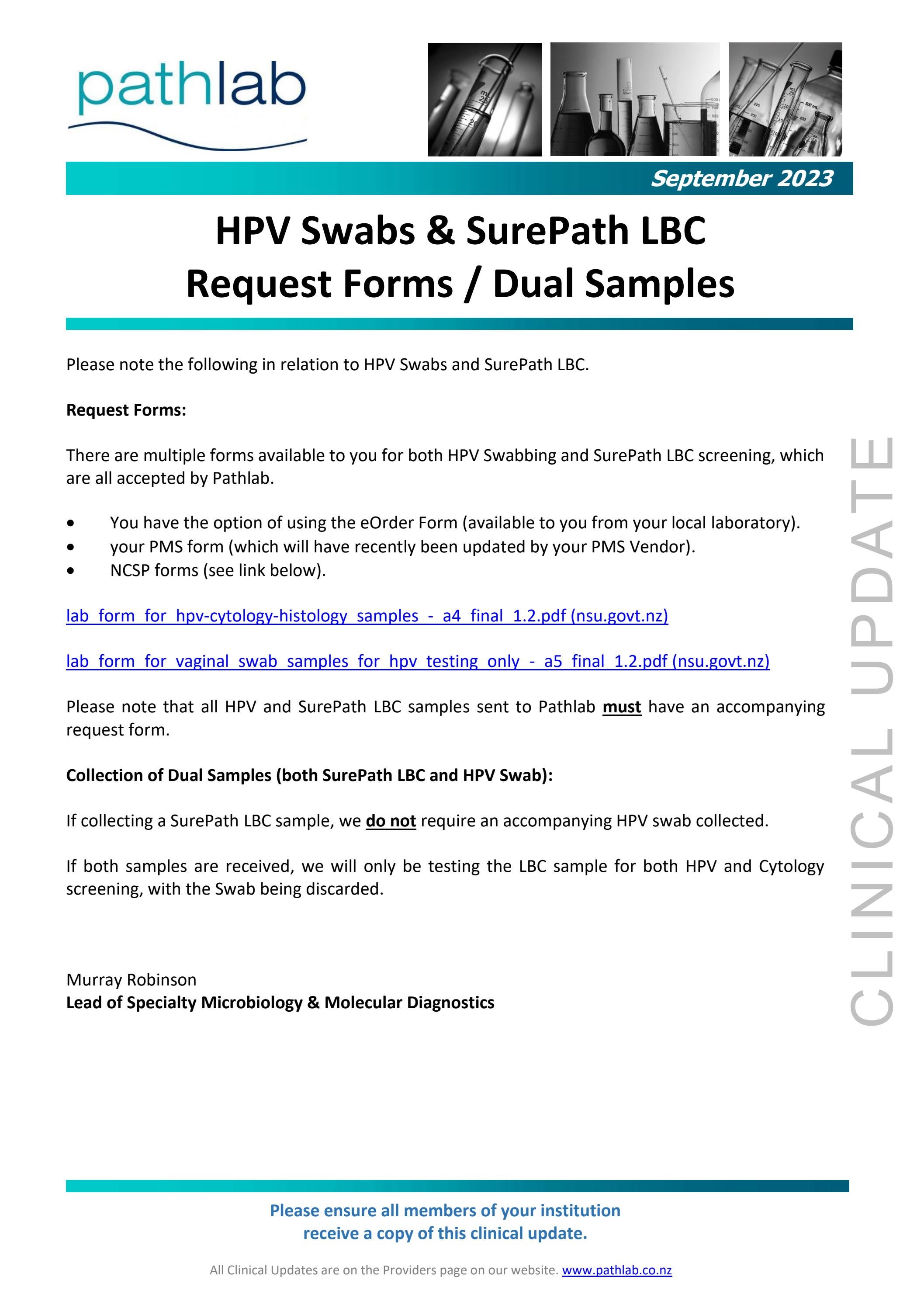 HPV Swabs & SurePath LBC Request Forms / Dual Samples by WBOP PHO - Issuu