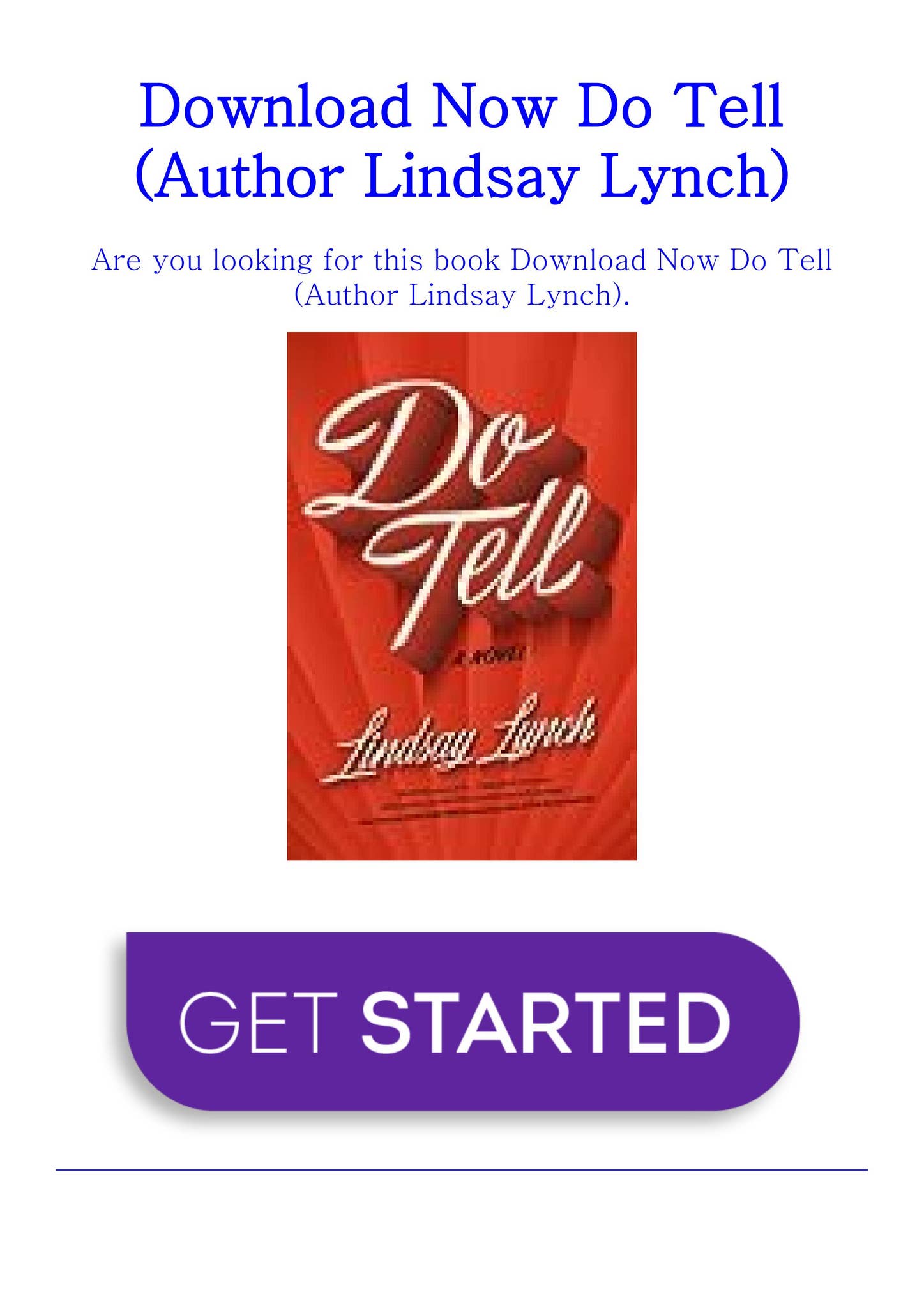 Download Now Do Tell (Author Lindsay Lynch) by sainzela - Issuu