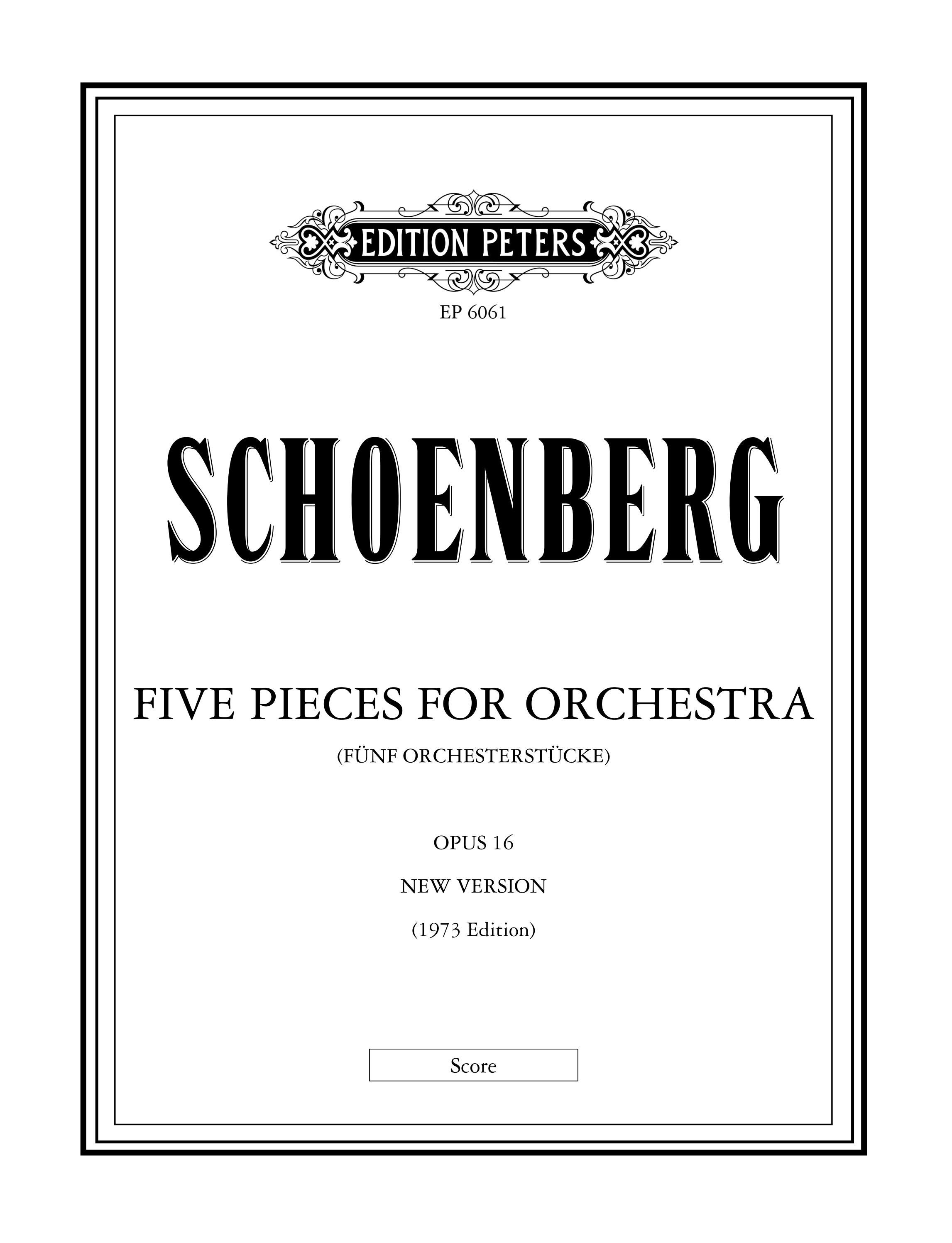 Schoenberg FIVE PIECES FOR ORCHESTRA, Op. 16 (Revised Version) by ScoresOnDemand - Issuu
