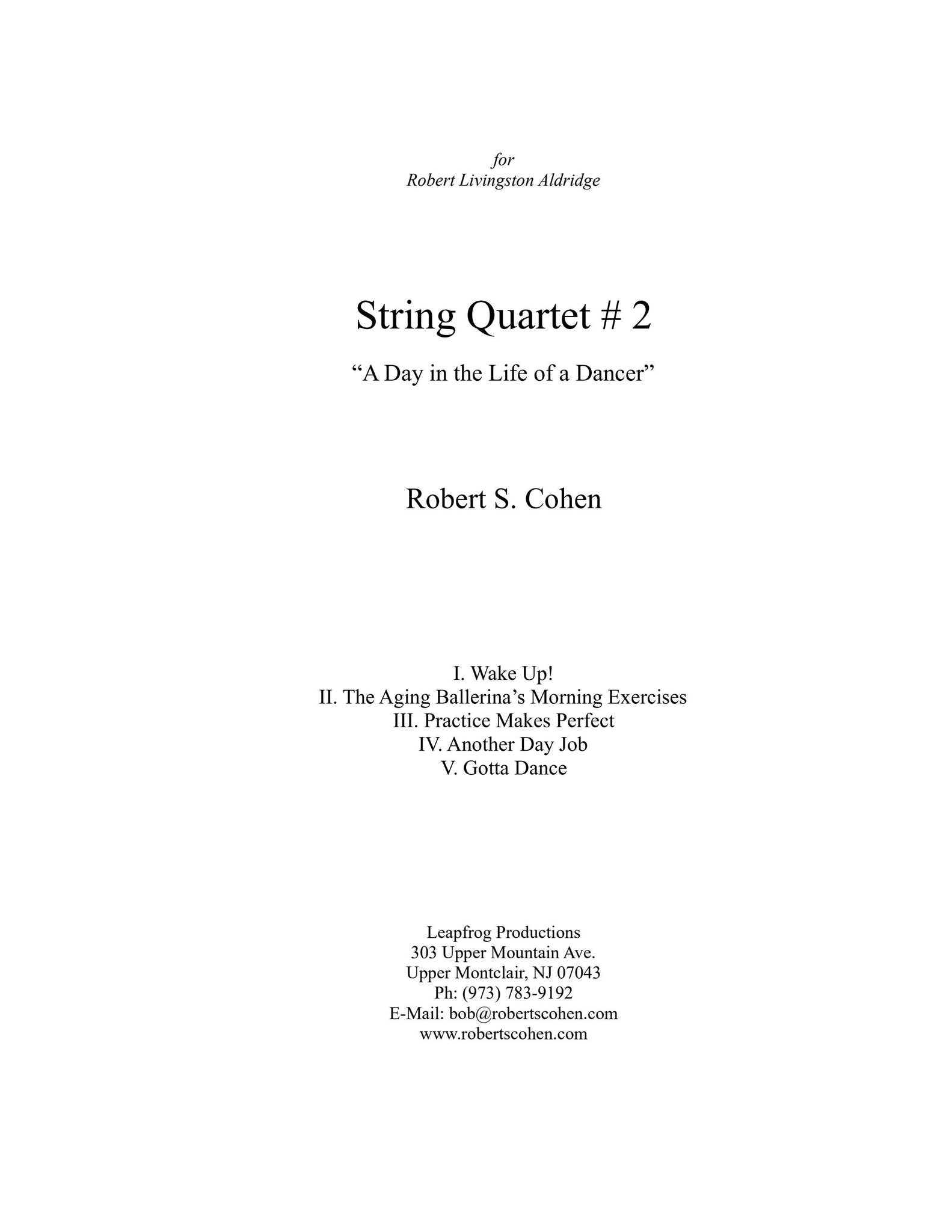 String Quartet No. 2 "A Day in the Life" (2004) by bobcohenmusic - Issuu