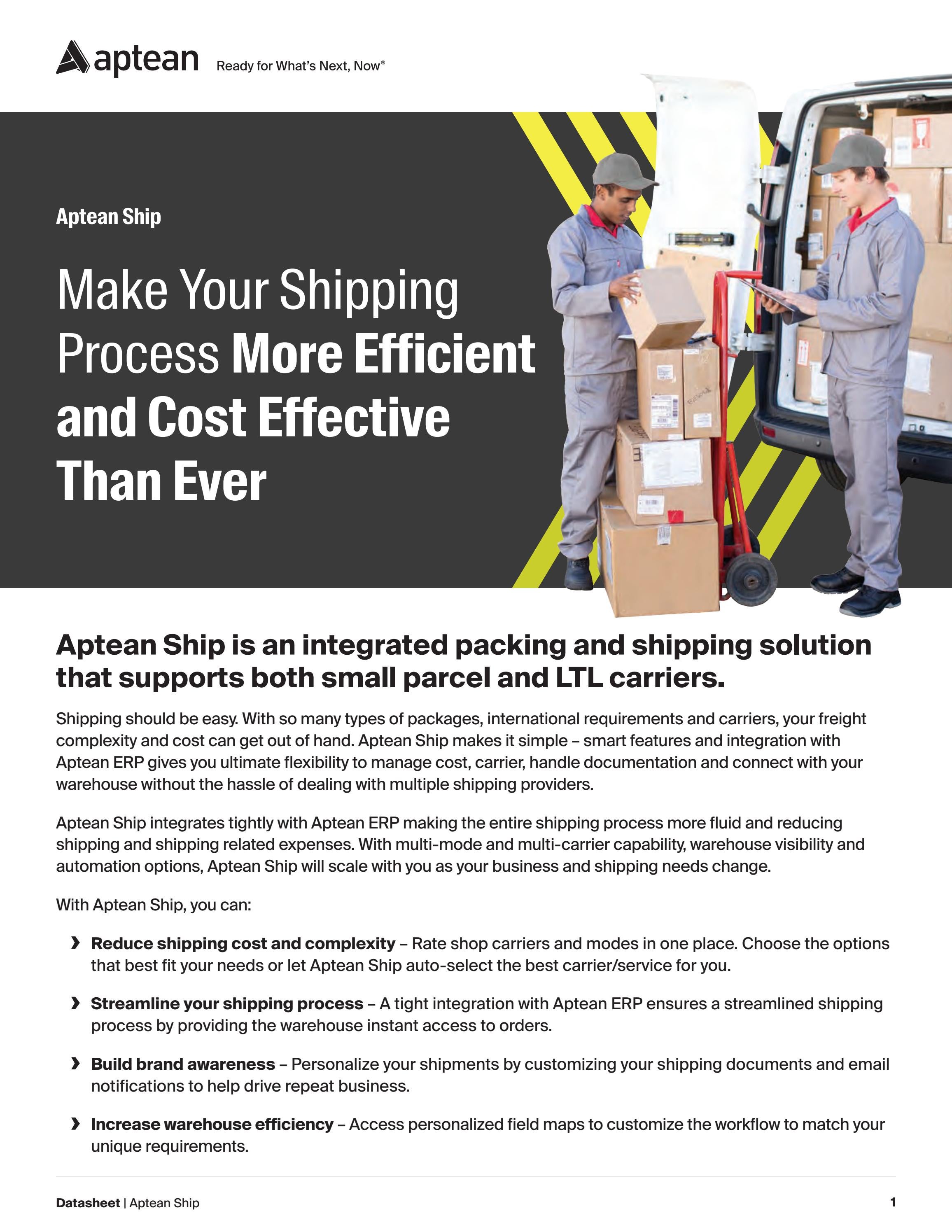 Aptean Ship Datasheet: Make Your Shipping Process More Efficient and Cost Effective Than Ever by ...