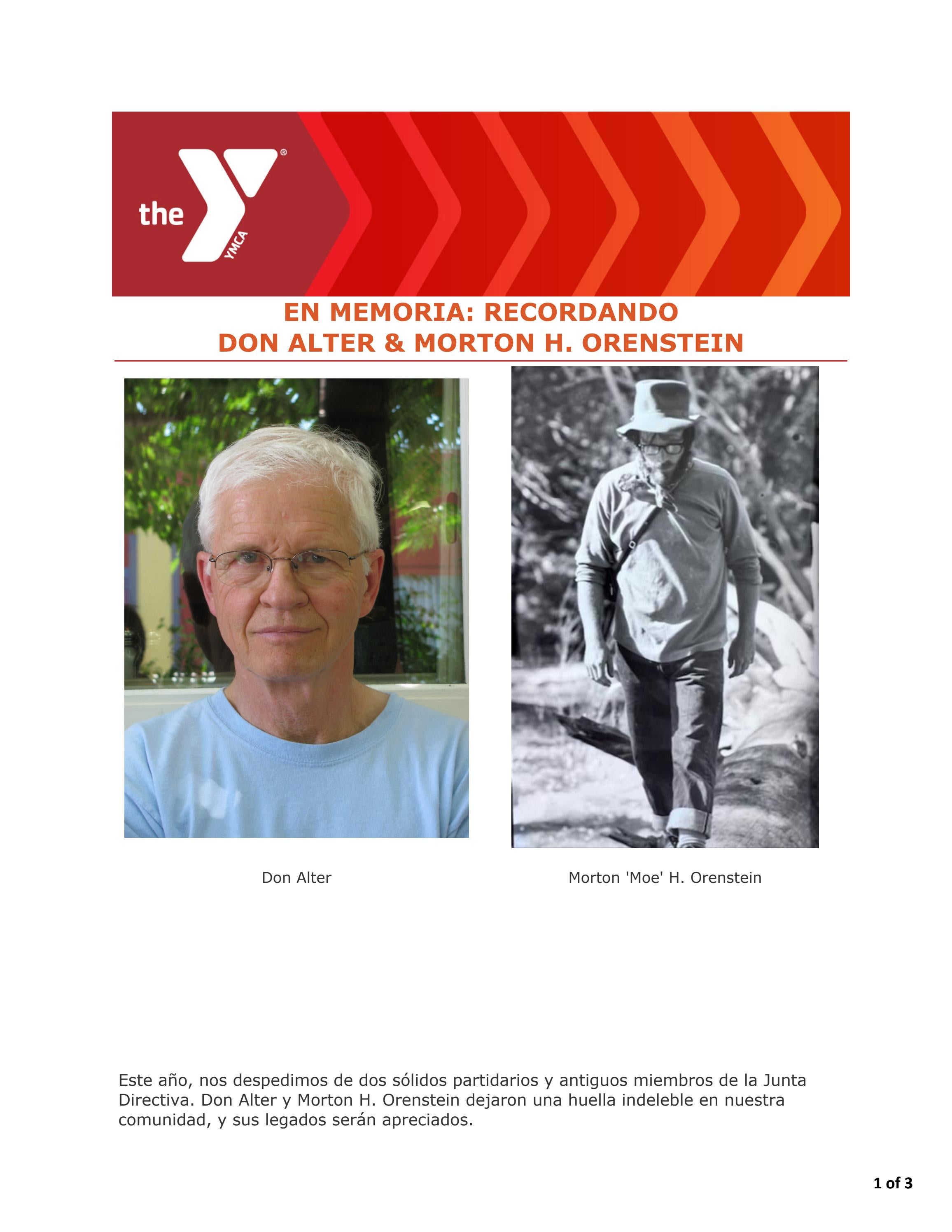 EN MEMORIA: RECORDANDO DON ALTER & MOE ORENSTEIN by ymcaoftheeastbay ...
