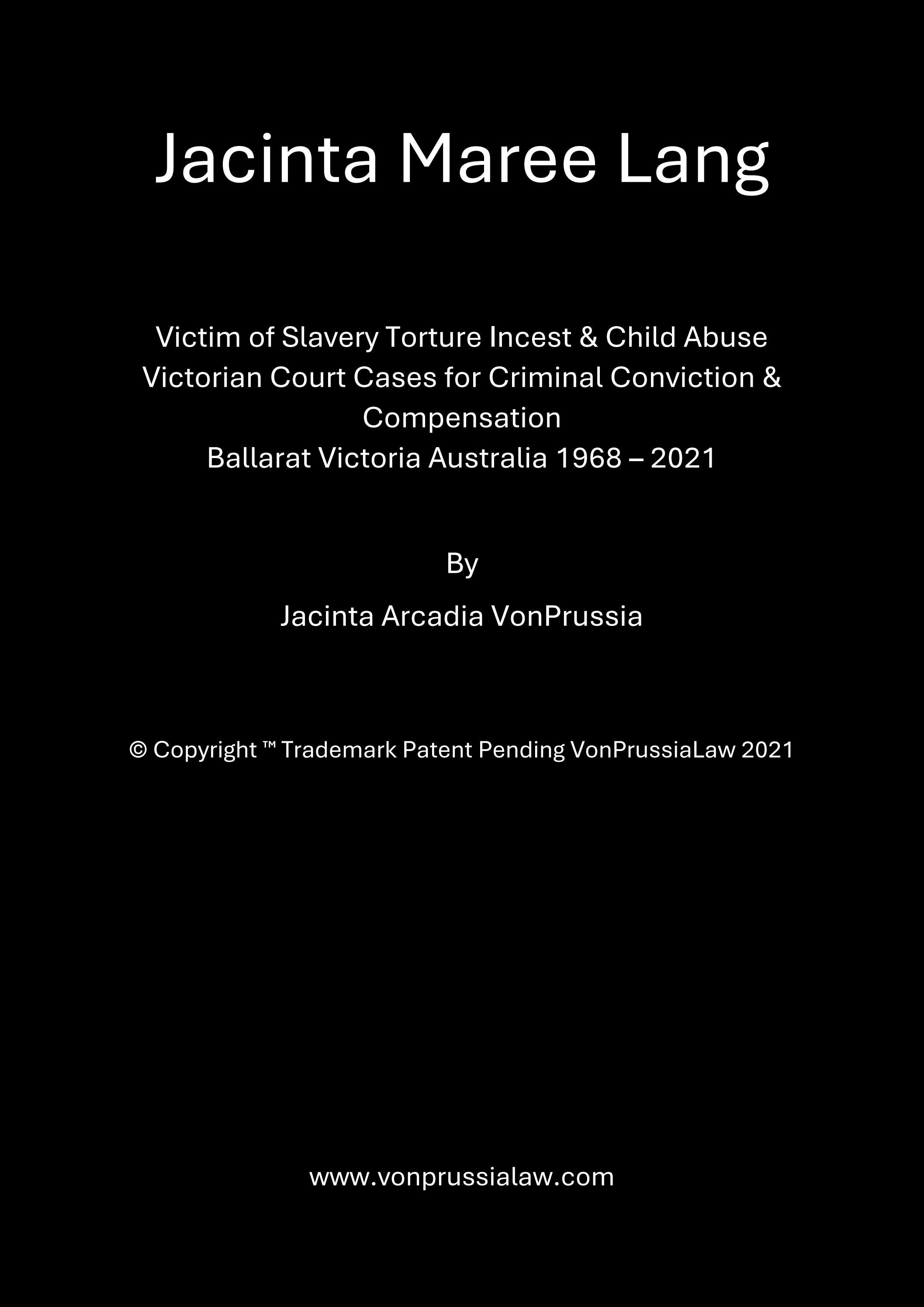 Justice in the Dark Series - Jacinta Maree Lang Victim's Sealed Court ...