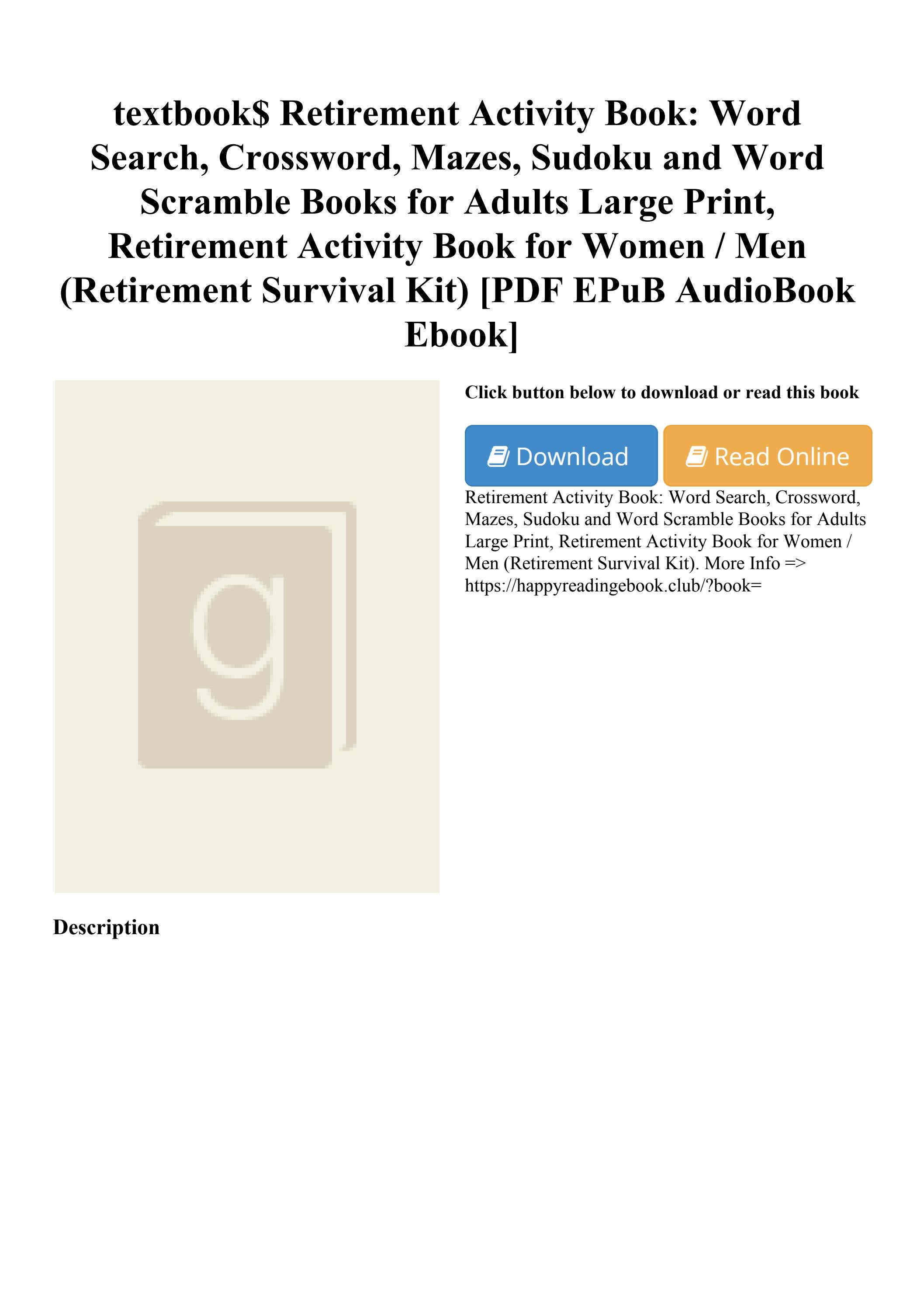 textbook$ Retirement Activity Book Word Search Crossword Mazes Sudoku ...