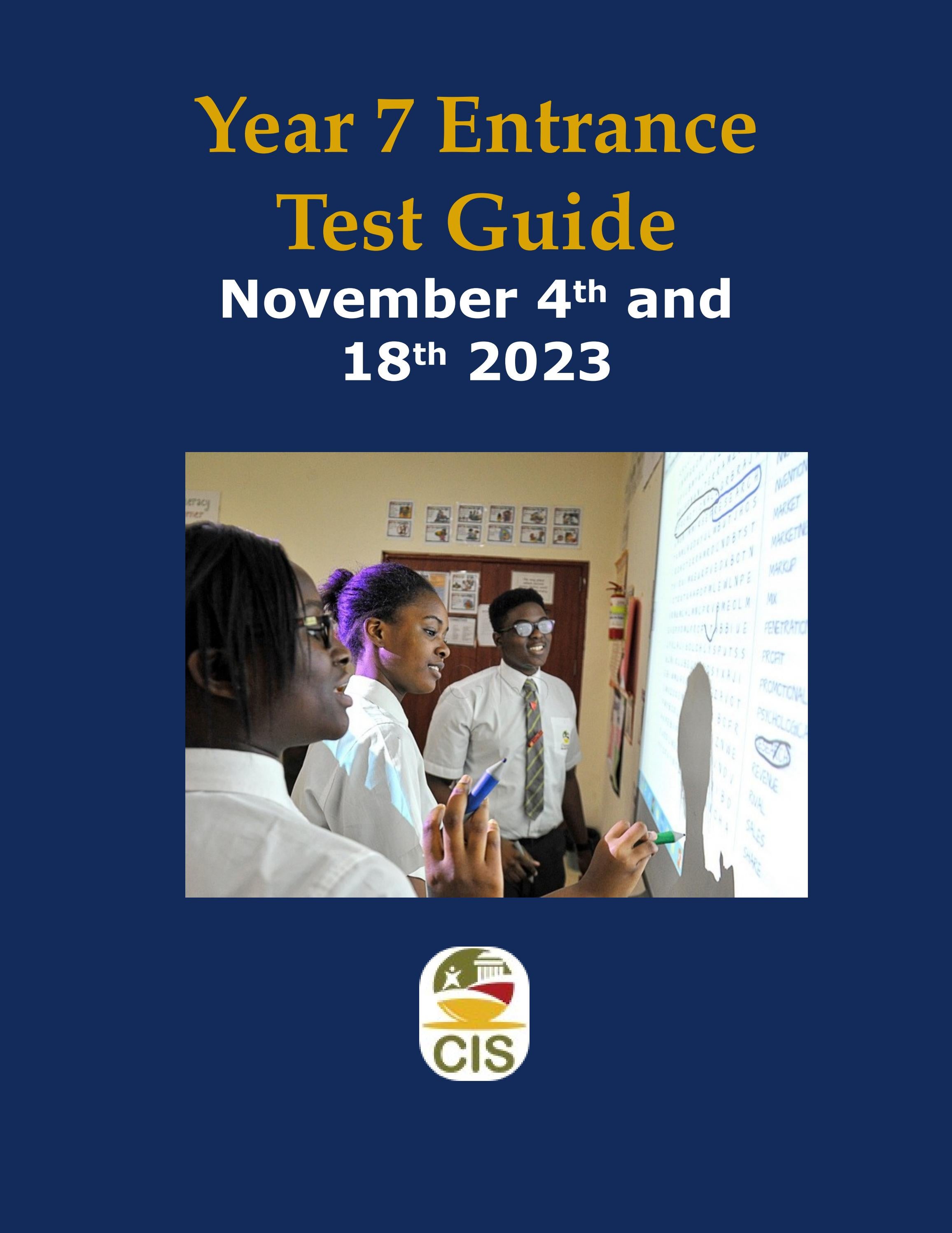 Year 7 Entrance test guide for November 2023 assessments by cislagos ...