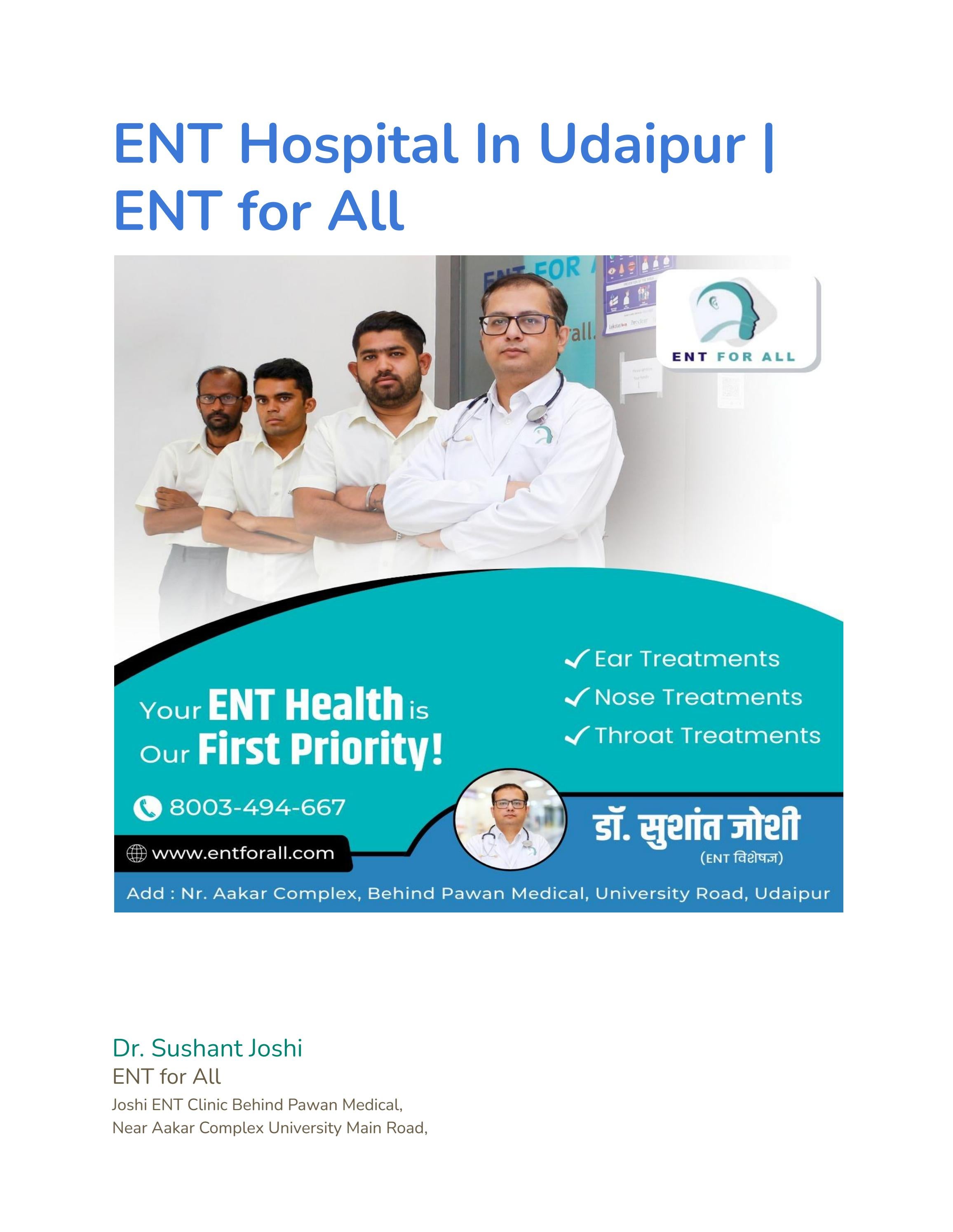 ENT Hospital In Udaipur | ENT for All by entforall - Issuu