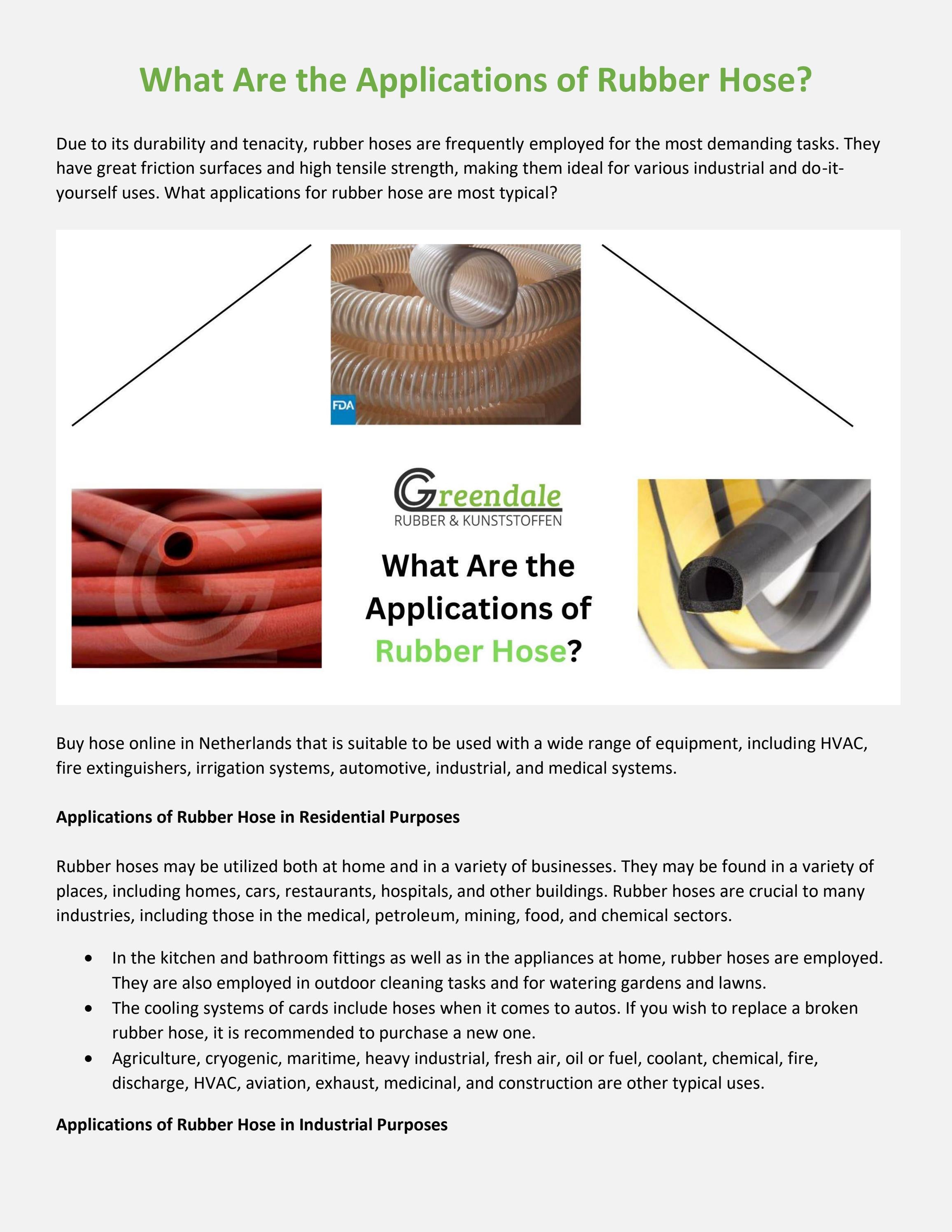 What Are the Applications of Rubber Hose? by greendalerubber - Issuu
