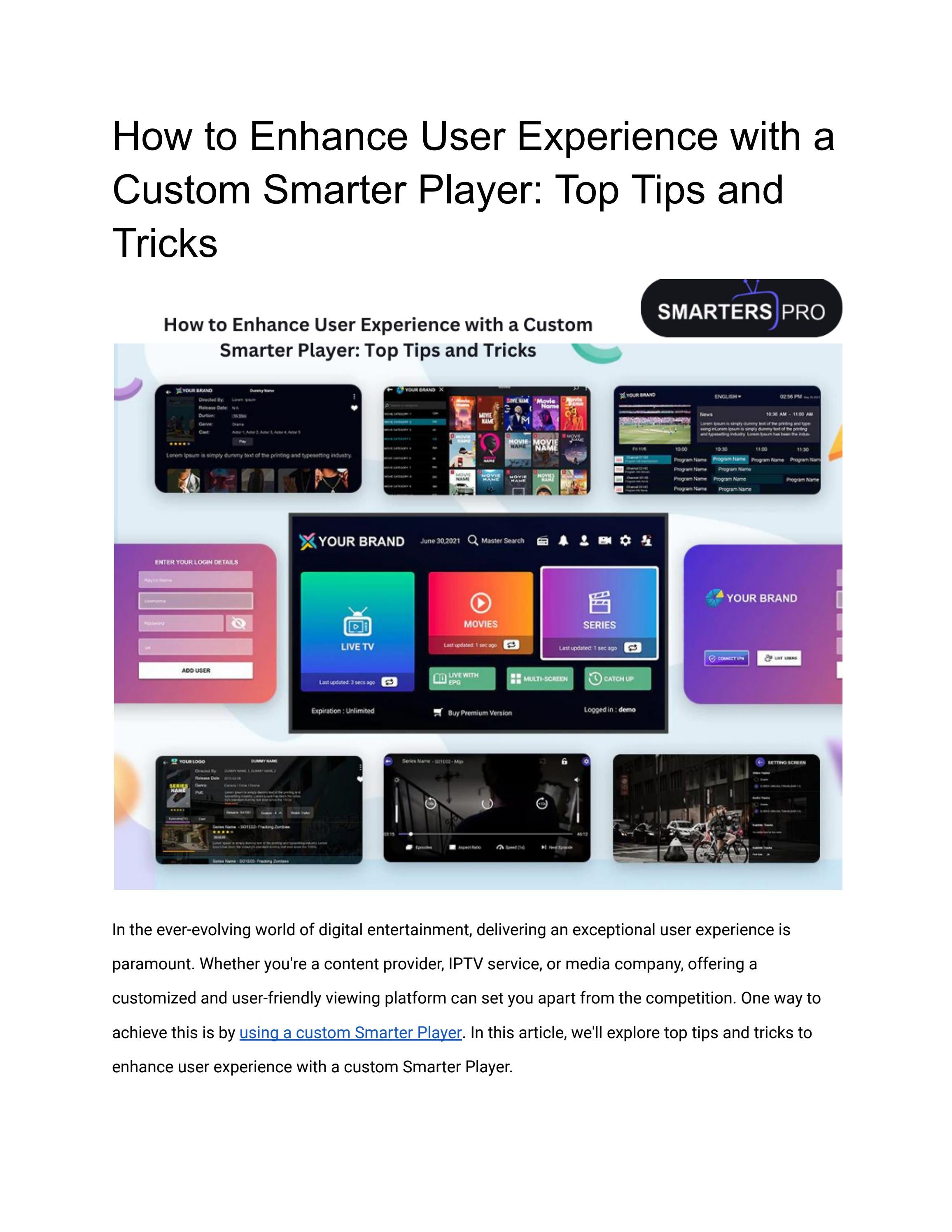 How to Enhance User Experience with a Custom Smarter Player: Top Tips ...
