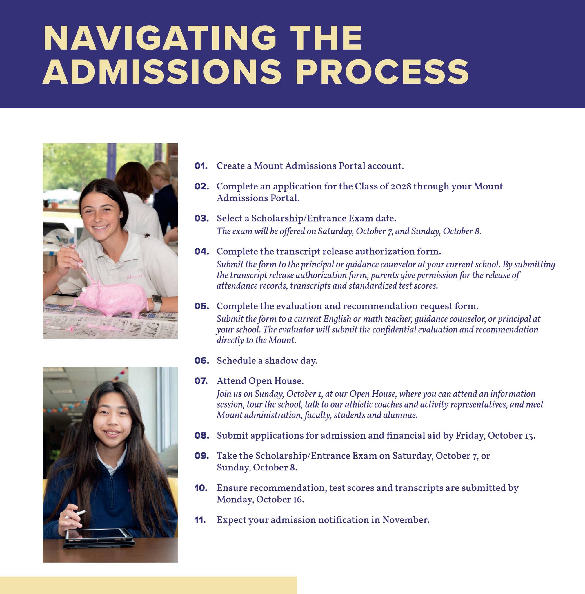 MSJA: Navigating the Admissions Process 2023-2024 by Mount Saint Joseph Academy - Issuu
