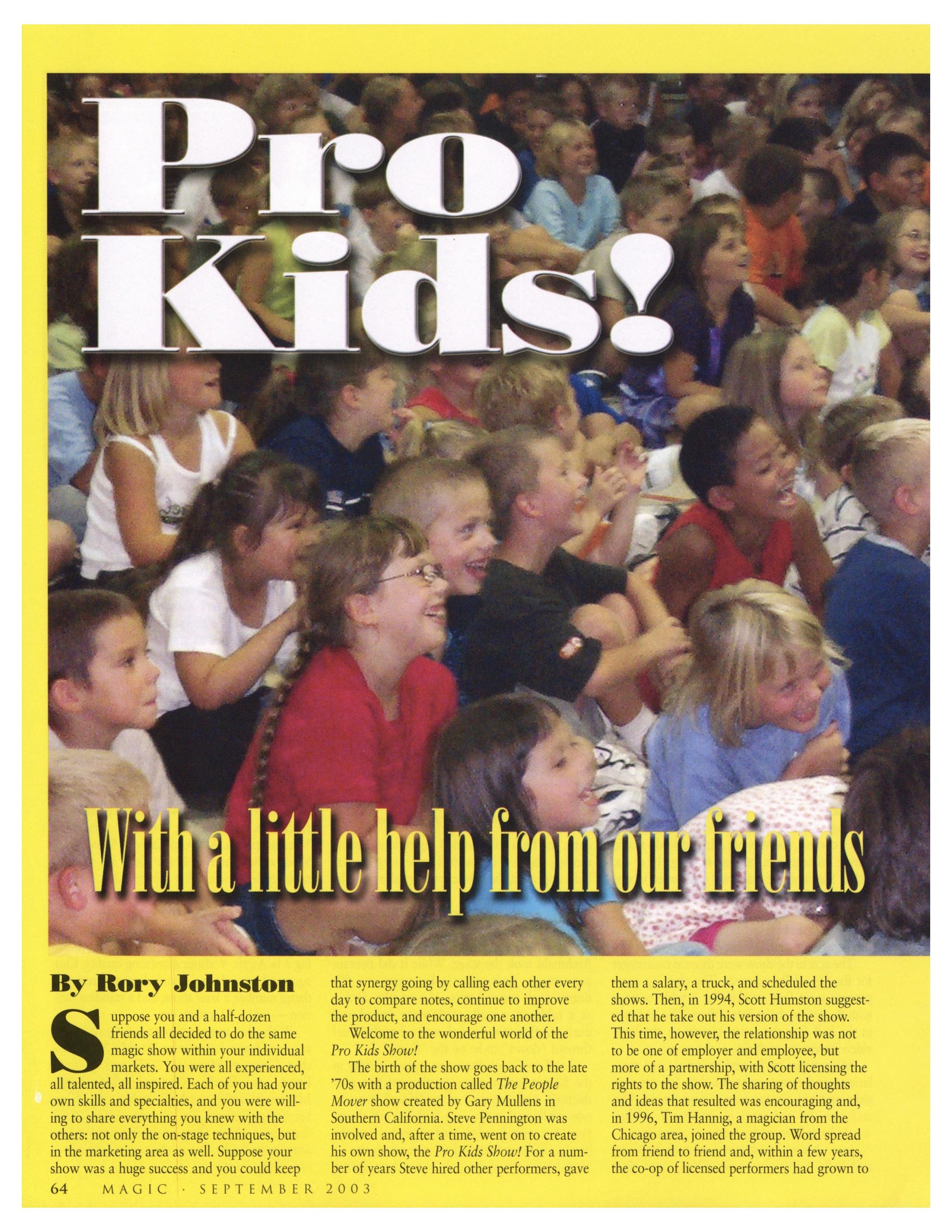 Pro Kids Show Featured in Magic Magazine (Sept 2003) by ndevangelism ...