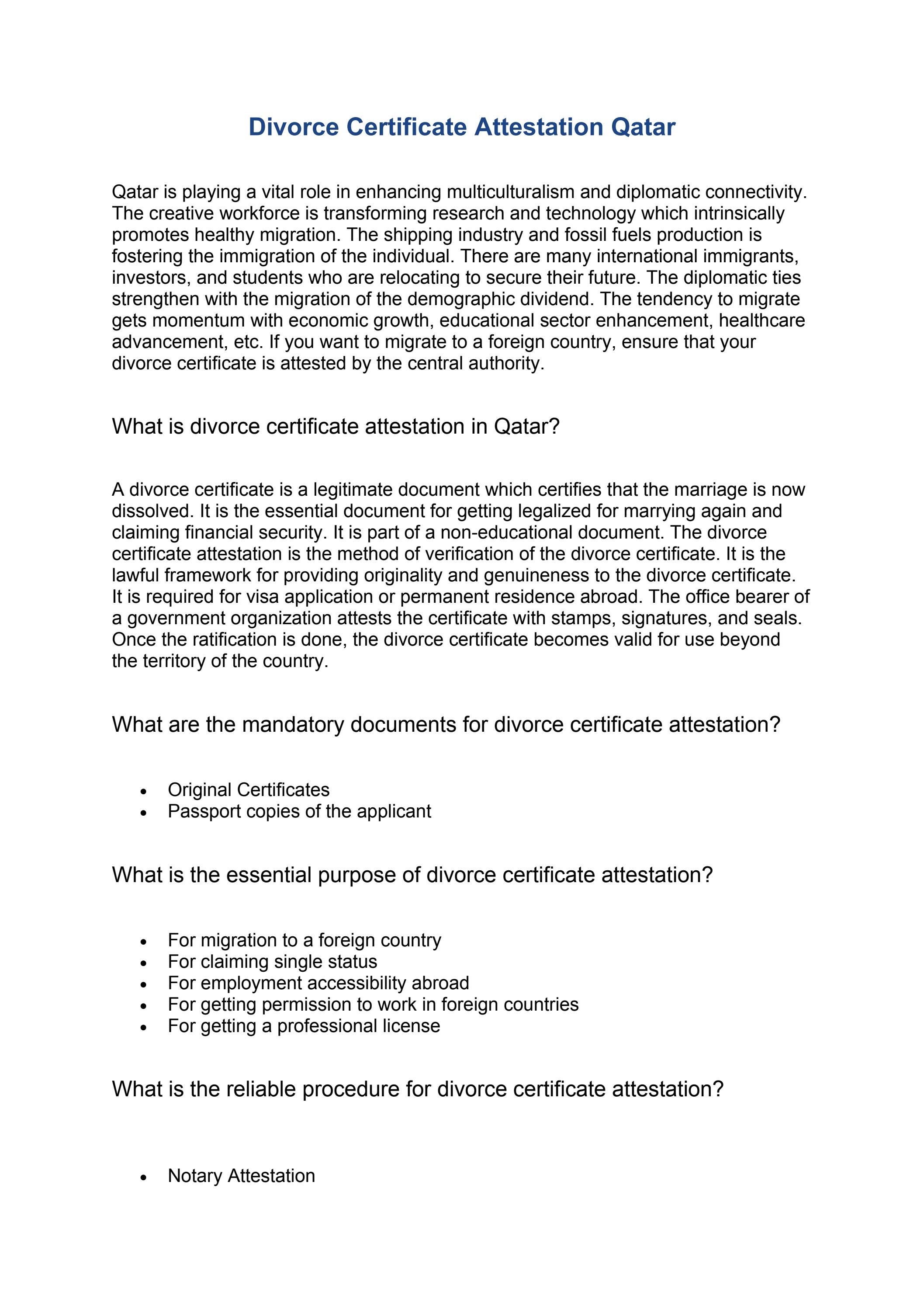 Divorce Certificate Attestation Qatar by qatar attestation - Issuu
