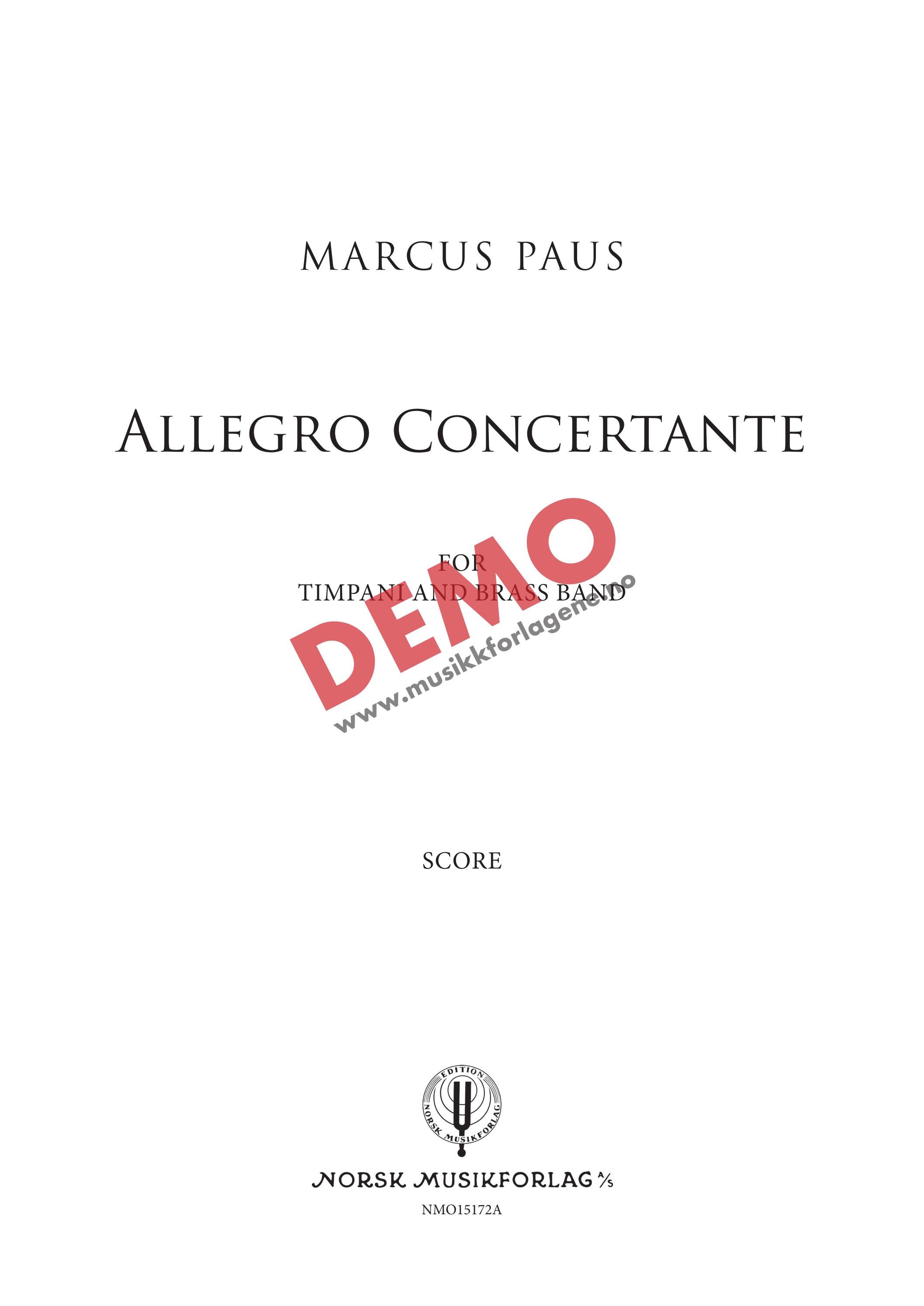 MARCUS PAUS: Allegro Concertante by Musikkforlagene - Issuu