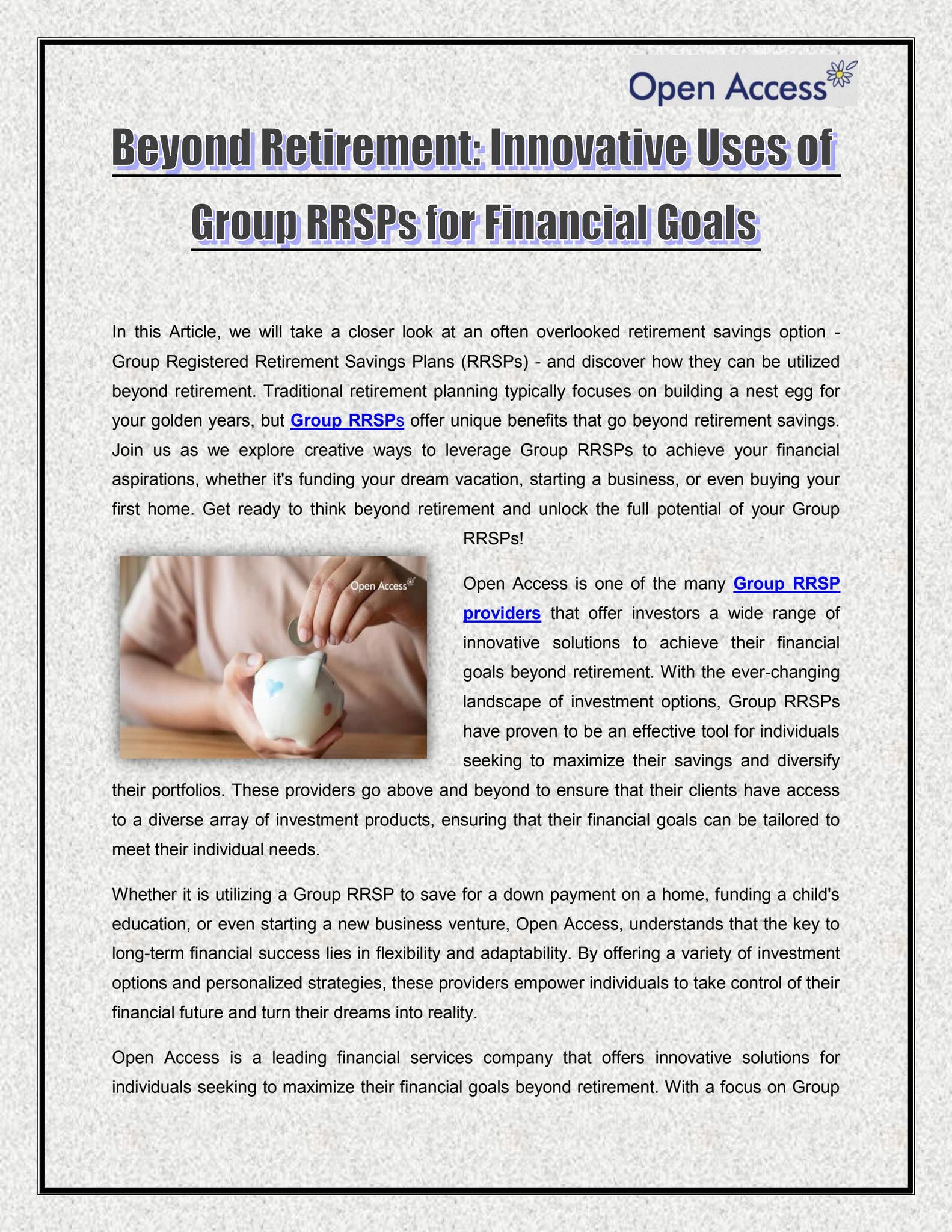 Beyond Retirement - Innovative Uses of Group RRSPs for Financial Goals ...
