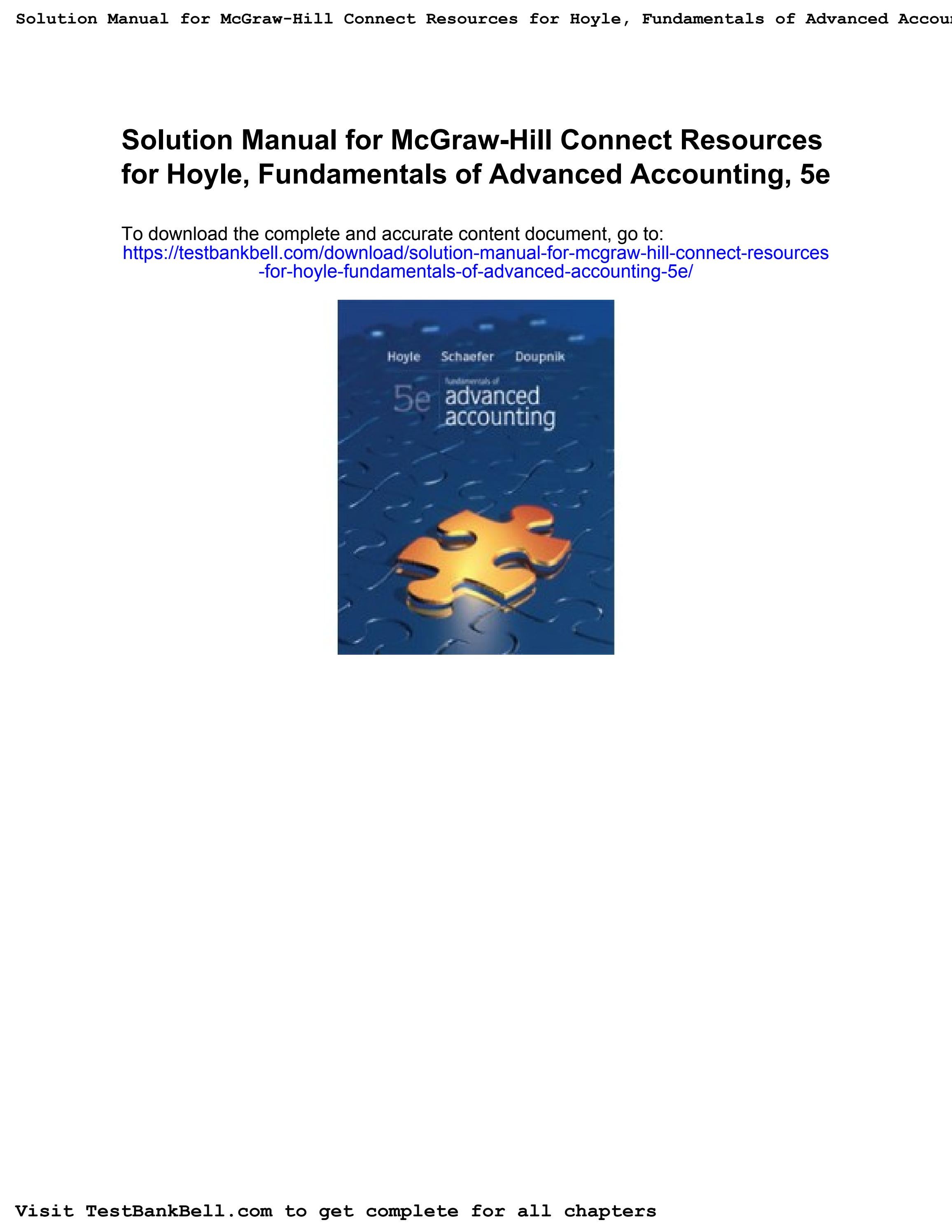 Solution Manual For Mcgraw Hill Connect Resources For Hoyle