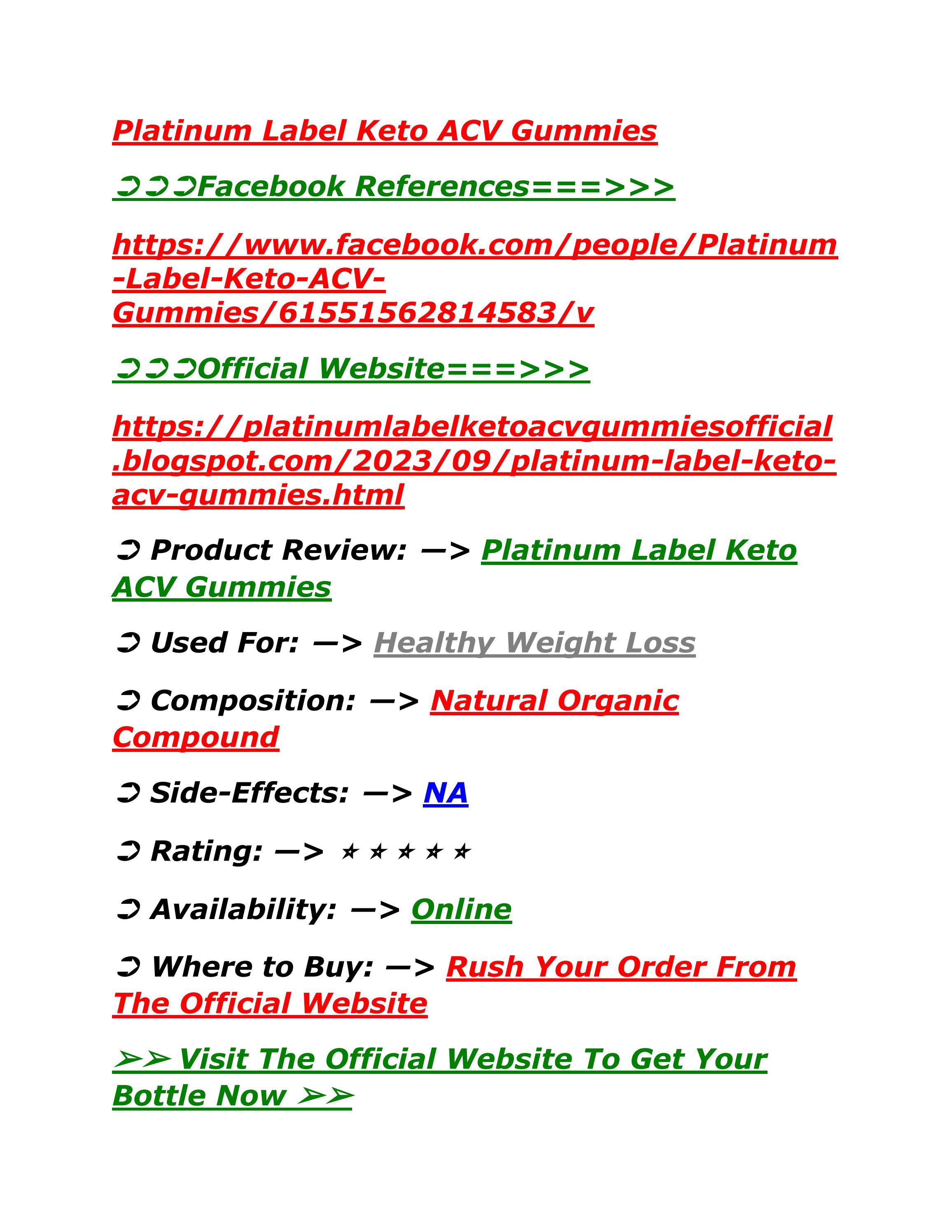 Platinum Label Keto ACV Gummies Reviews Original Product! by ...