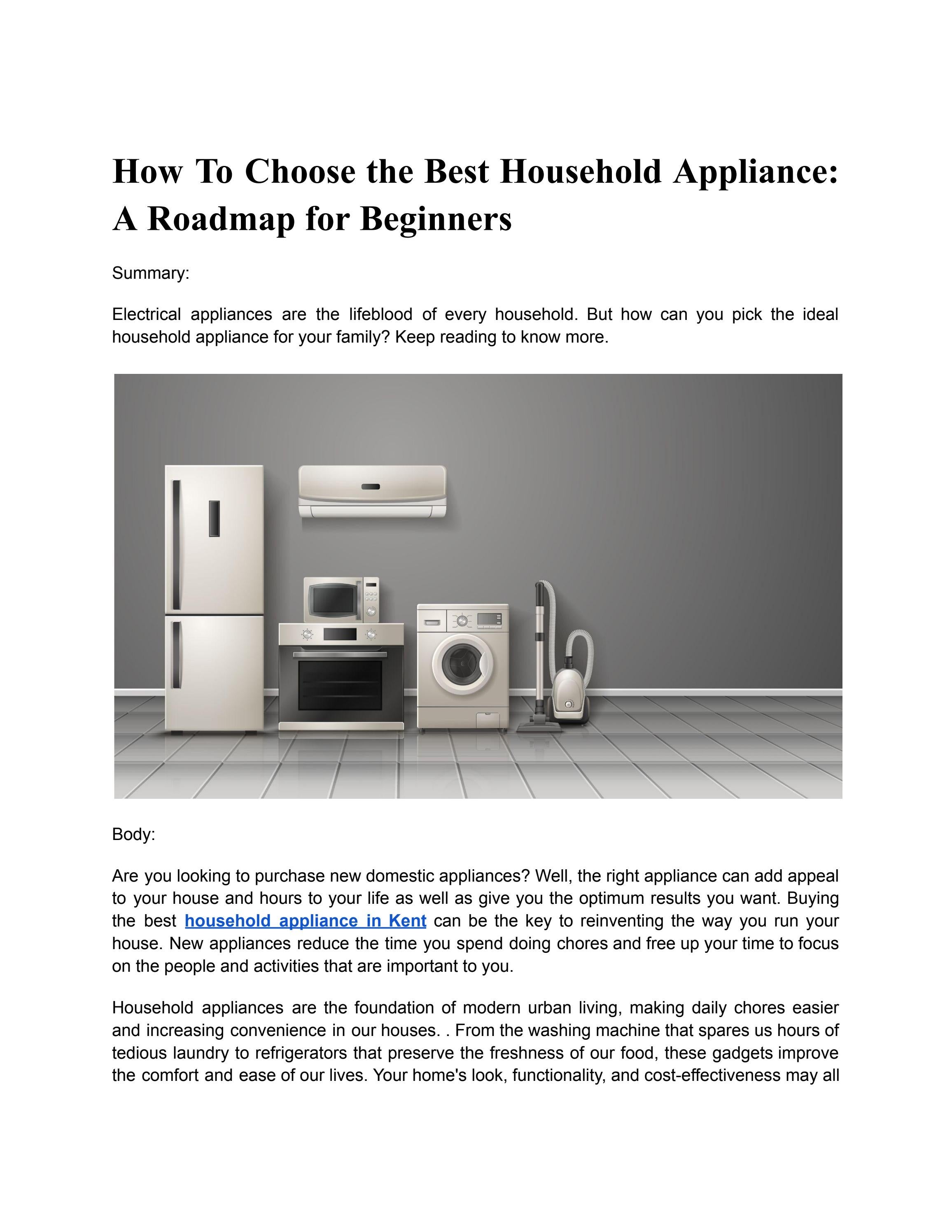 How To Choose the Best Household Appliance: A Roadmap for Beginners by ...