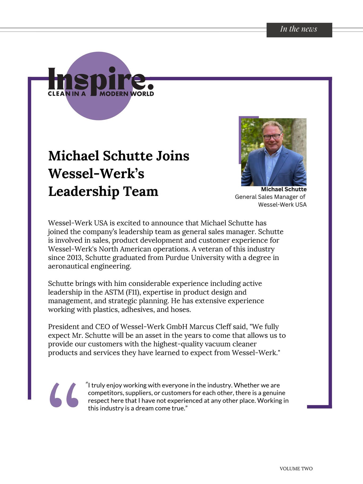 In the News: Michael Schutte Joins Wessel-Werk's Leadership Team by ...