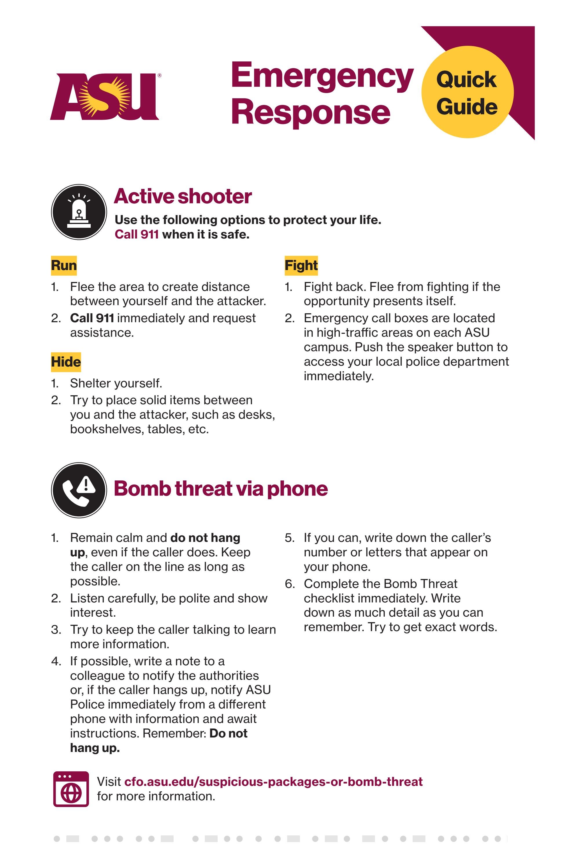 ASU Emergency Quick Guide by Business and Finance Communications - Issuu