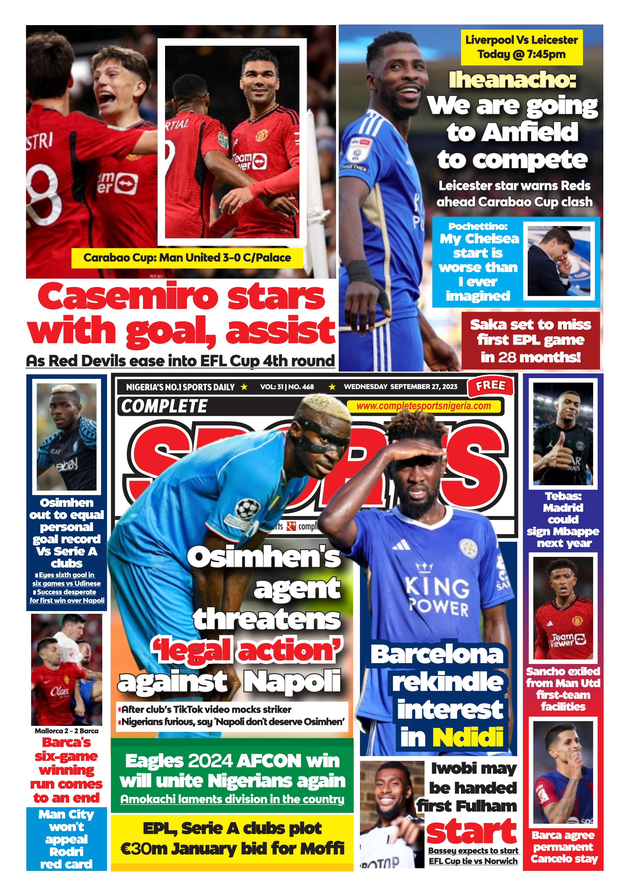 COMPLETE SPORTS - WEDNESDAY, SEP 27, 2023 by Complete Sports - Issuu