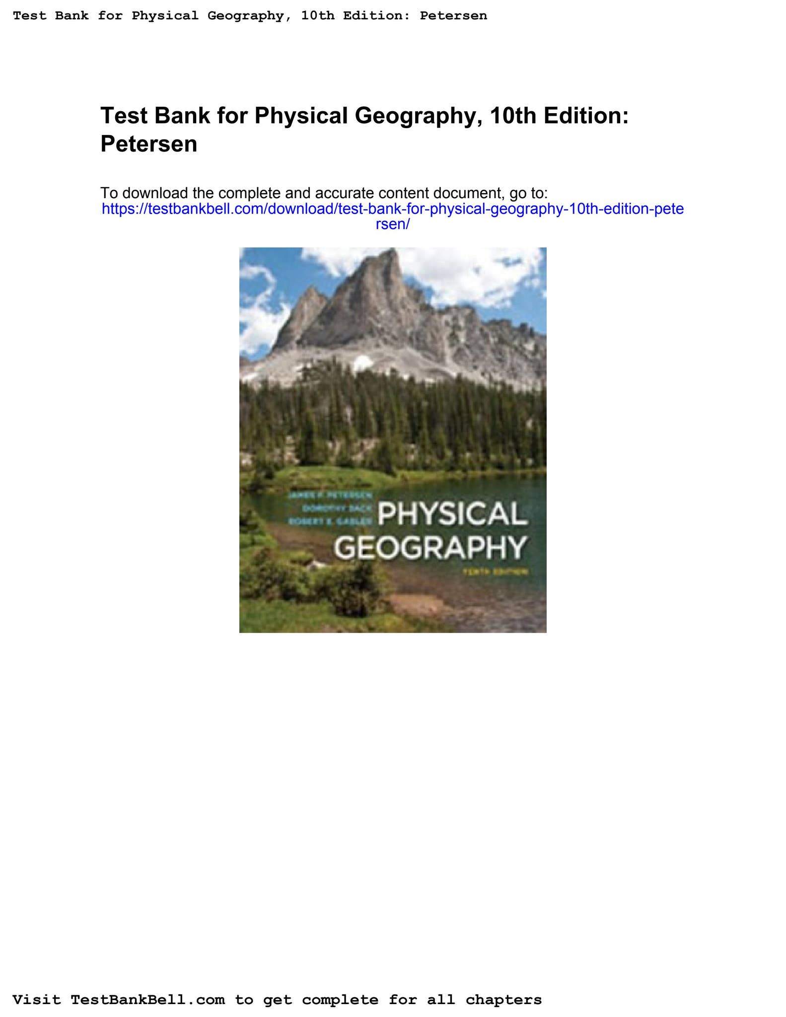 Test bank for physical geography 10th edition petersen by christopher ...